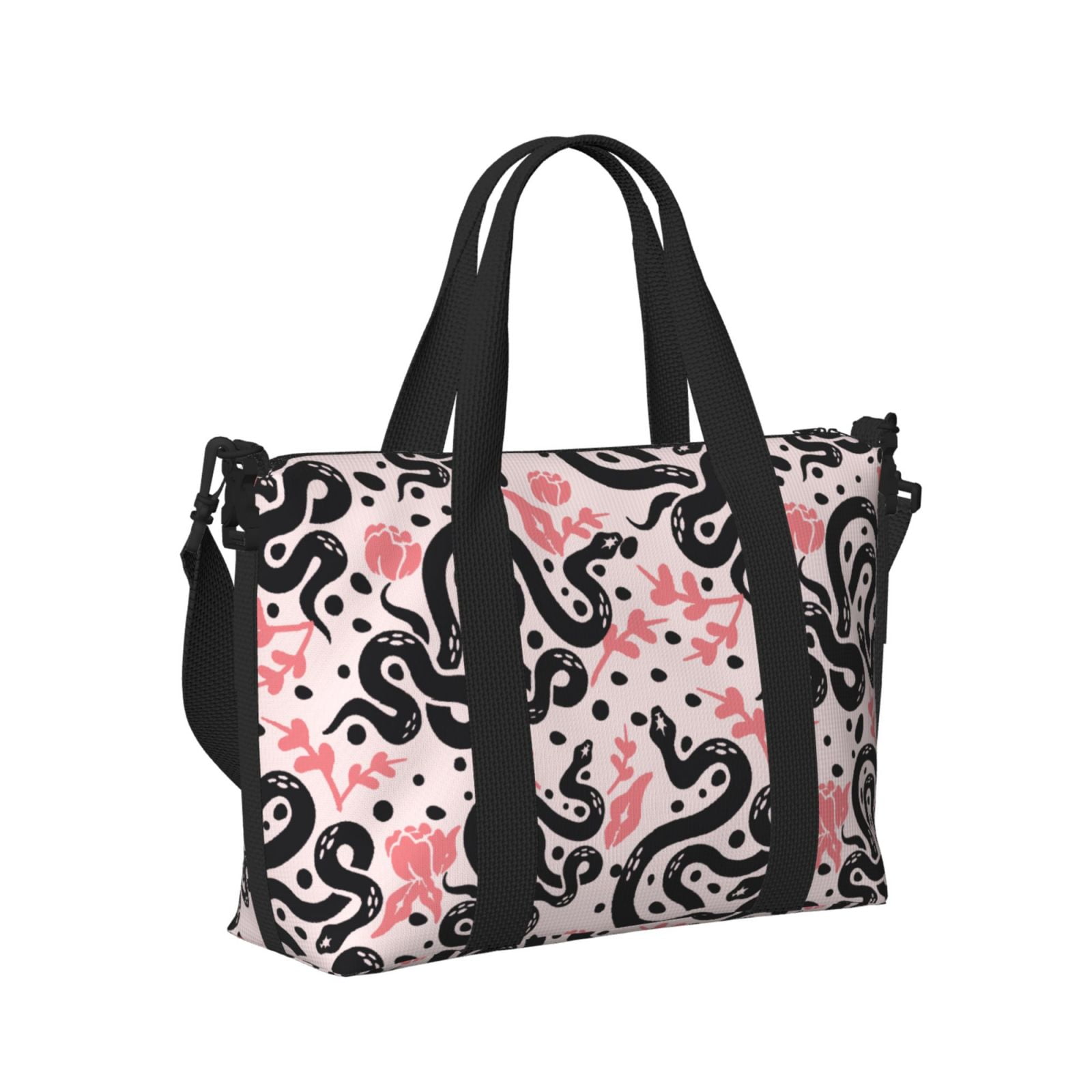 Honeii Black Snake Print Hand Travel Bag,Travel Duffle Bag, Waterproof ...