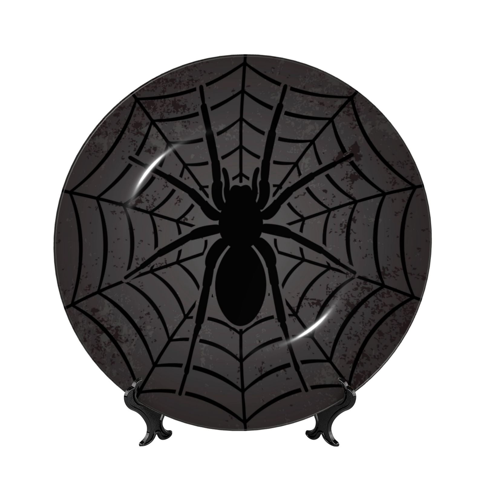 Honeii Black Spider On Web 1 Print Elegant Bone China Decorative Plate ...