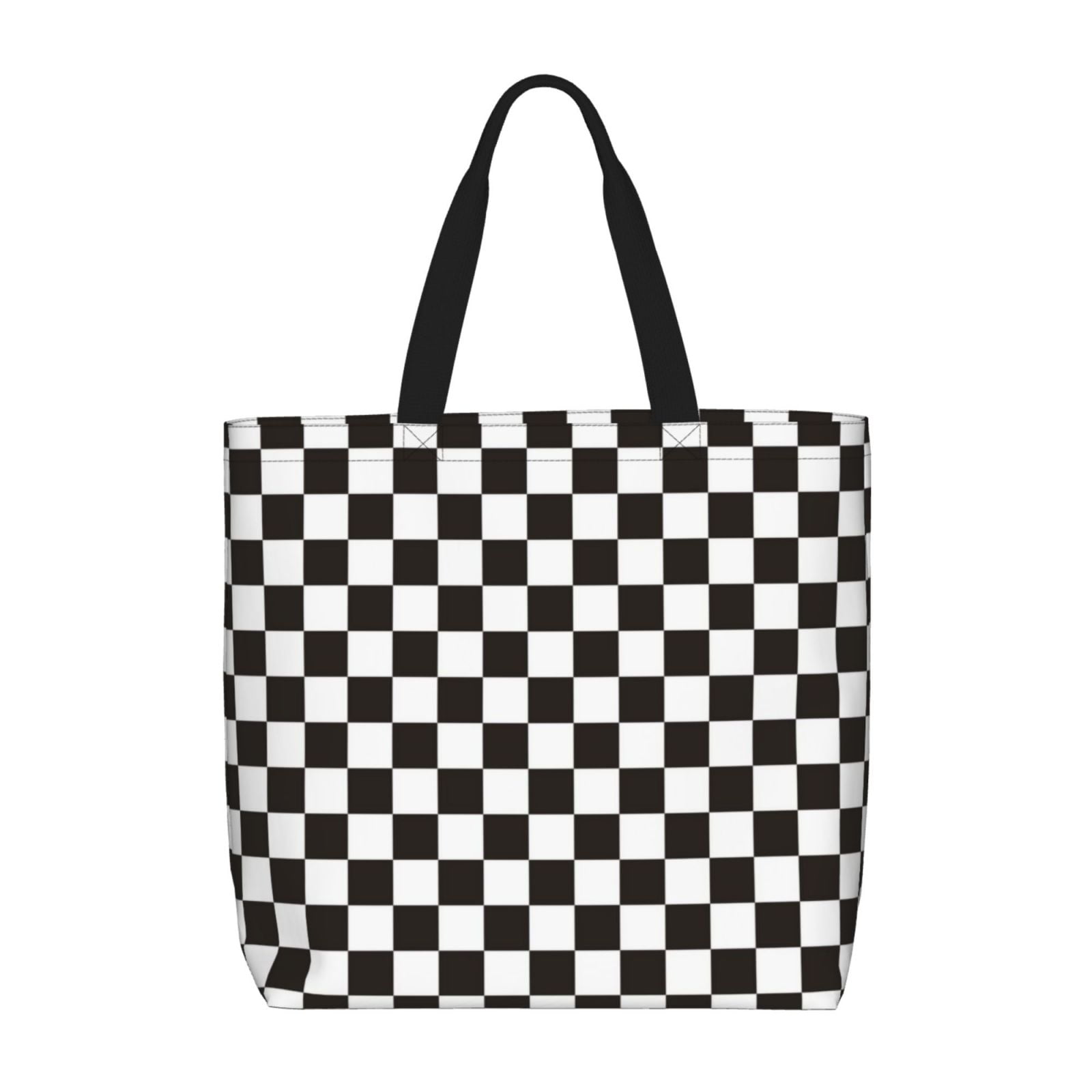 Honeii Black and White Checkerboard Print Tote Bag, Reusable Grocery ...