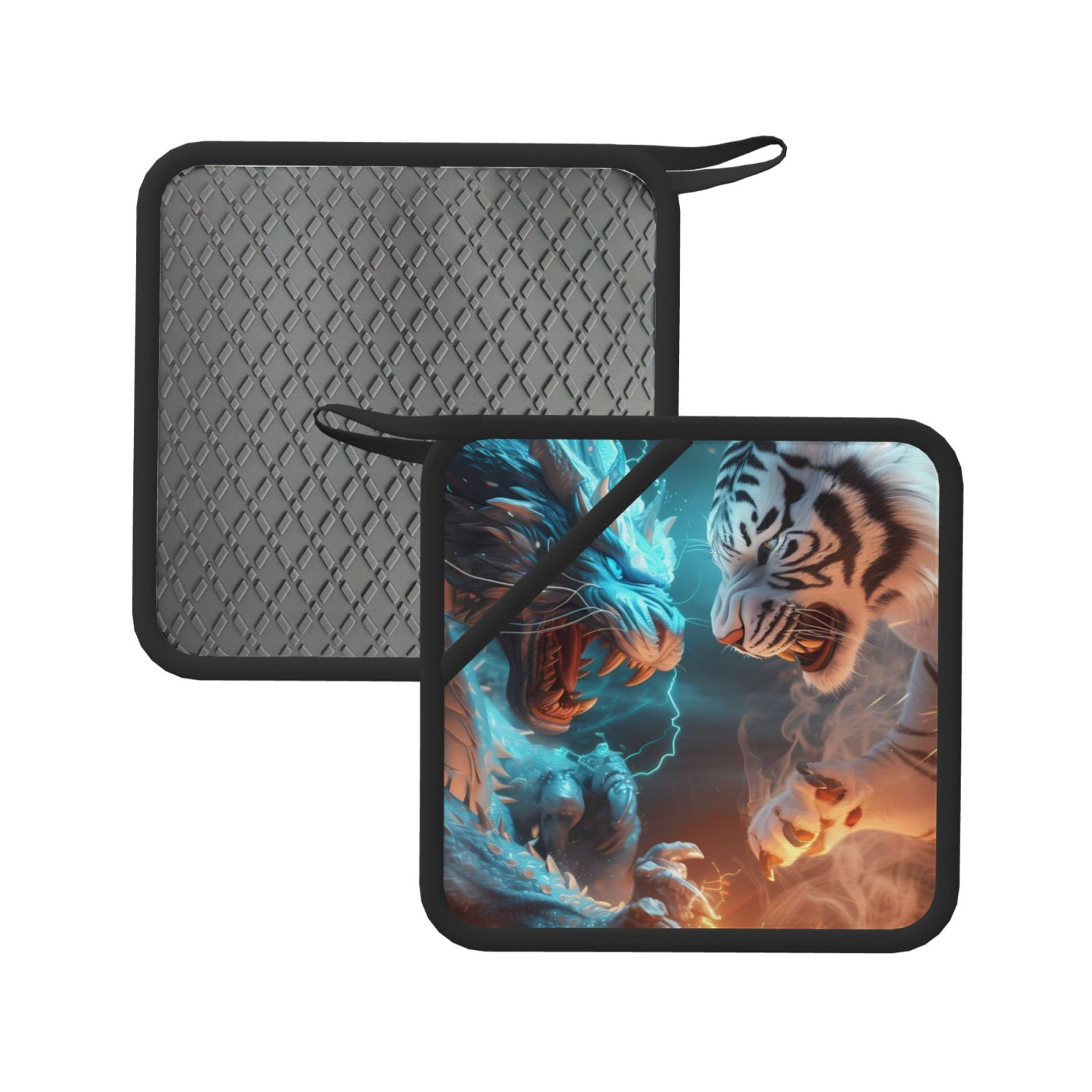 Honeii Blue Dragon And White Tiger for Silicone Trivets for Hot Pots ...