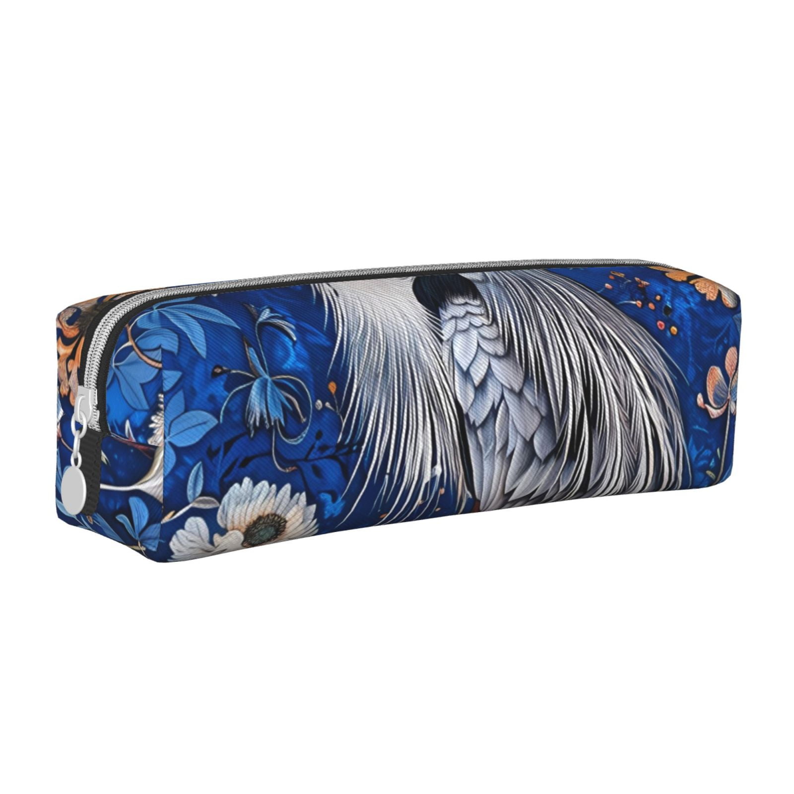 Honeii Blue Heron Floral Garden Pattern Pencil Case, Pencil Pouch ...