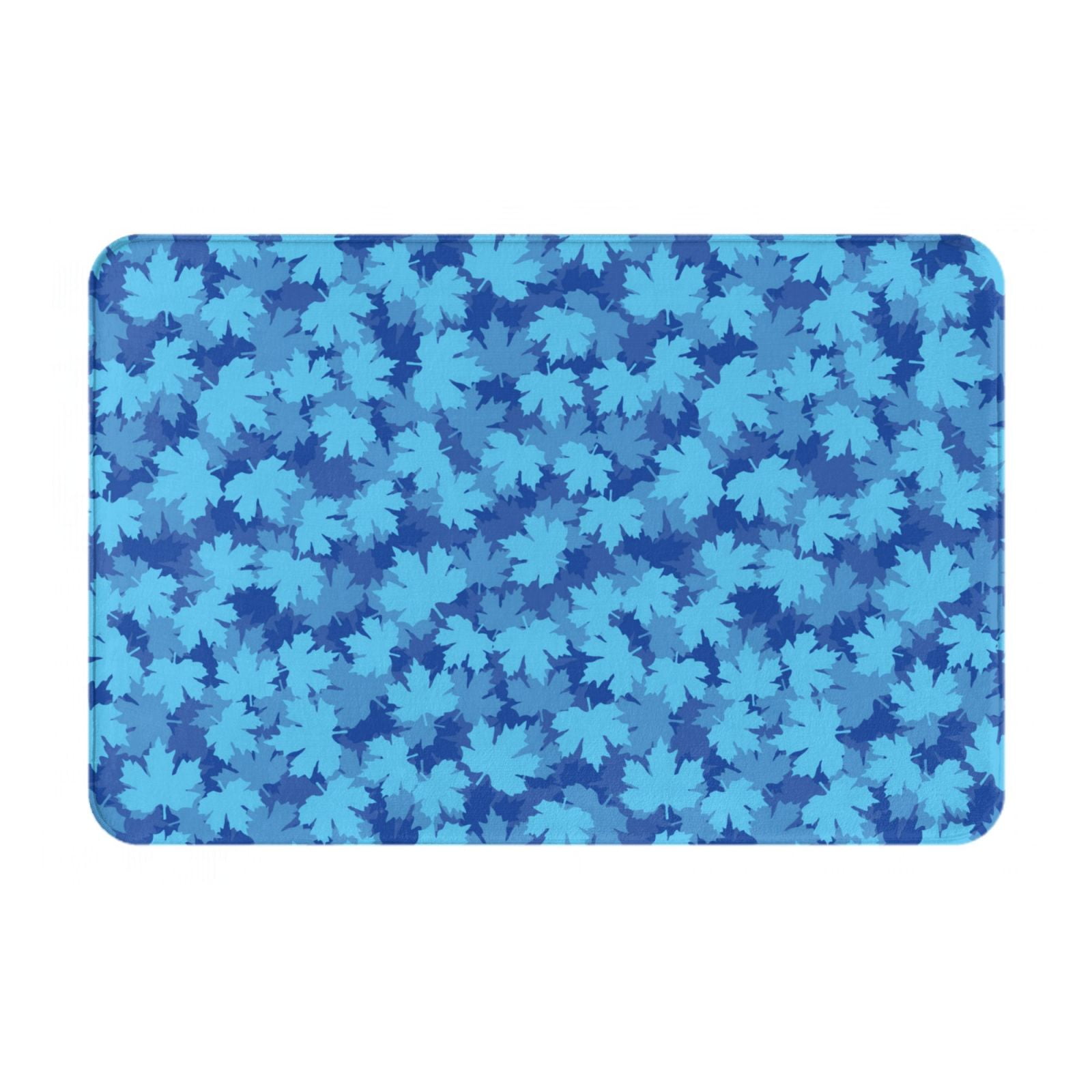 Honeii Blue Maple Leaf Pattern Door Mat, Welcome Door Mats Outdoor ...