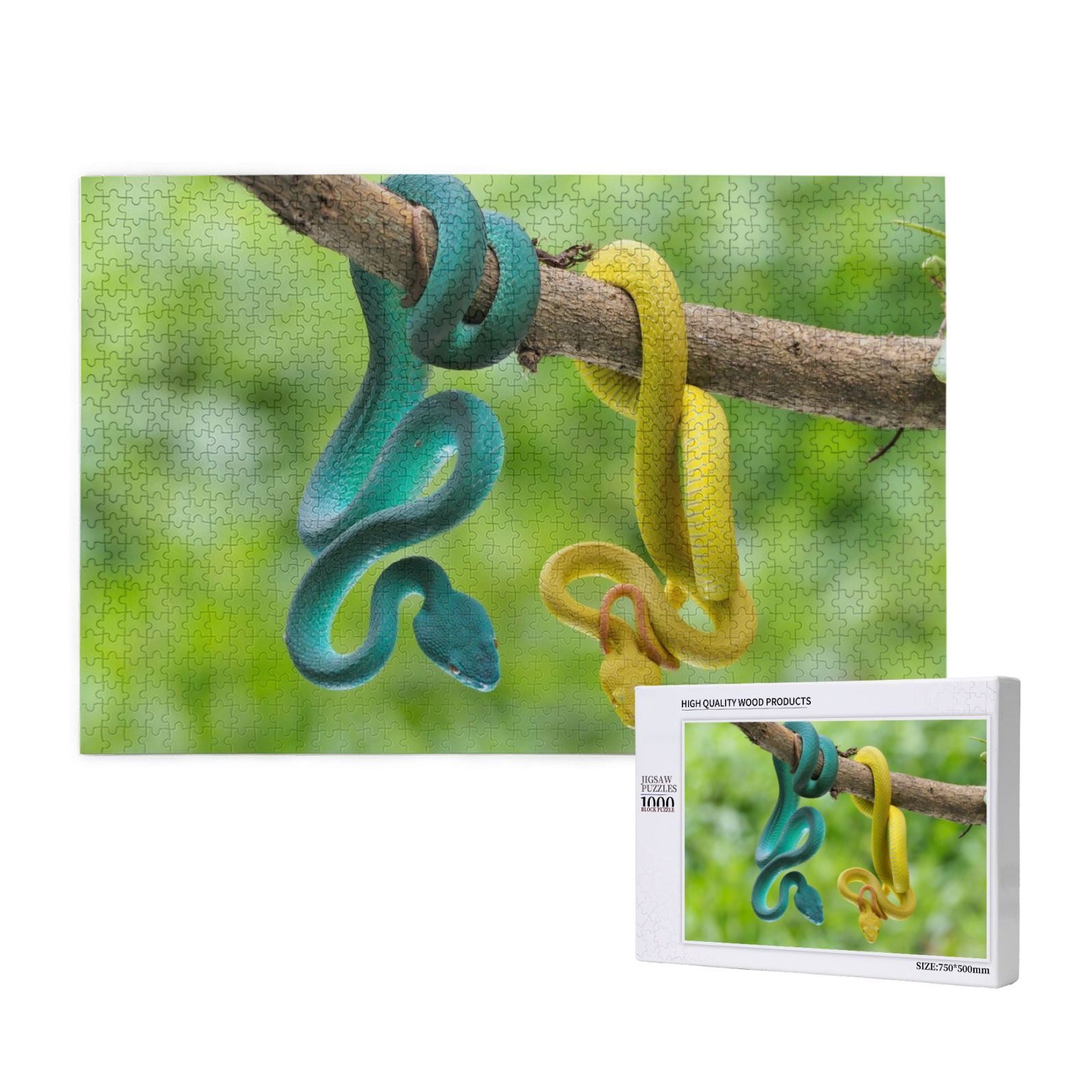 Honeii Blue Viper And Yellow Viper Snake Pattern 1000 Piece Puzzles for ...