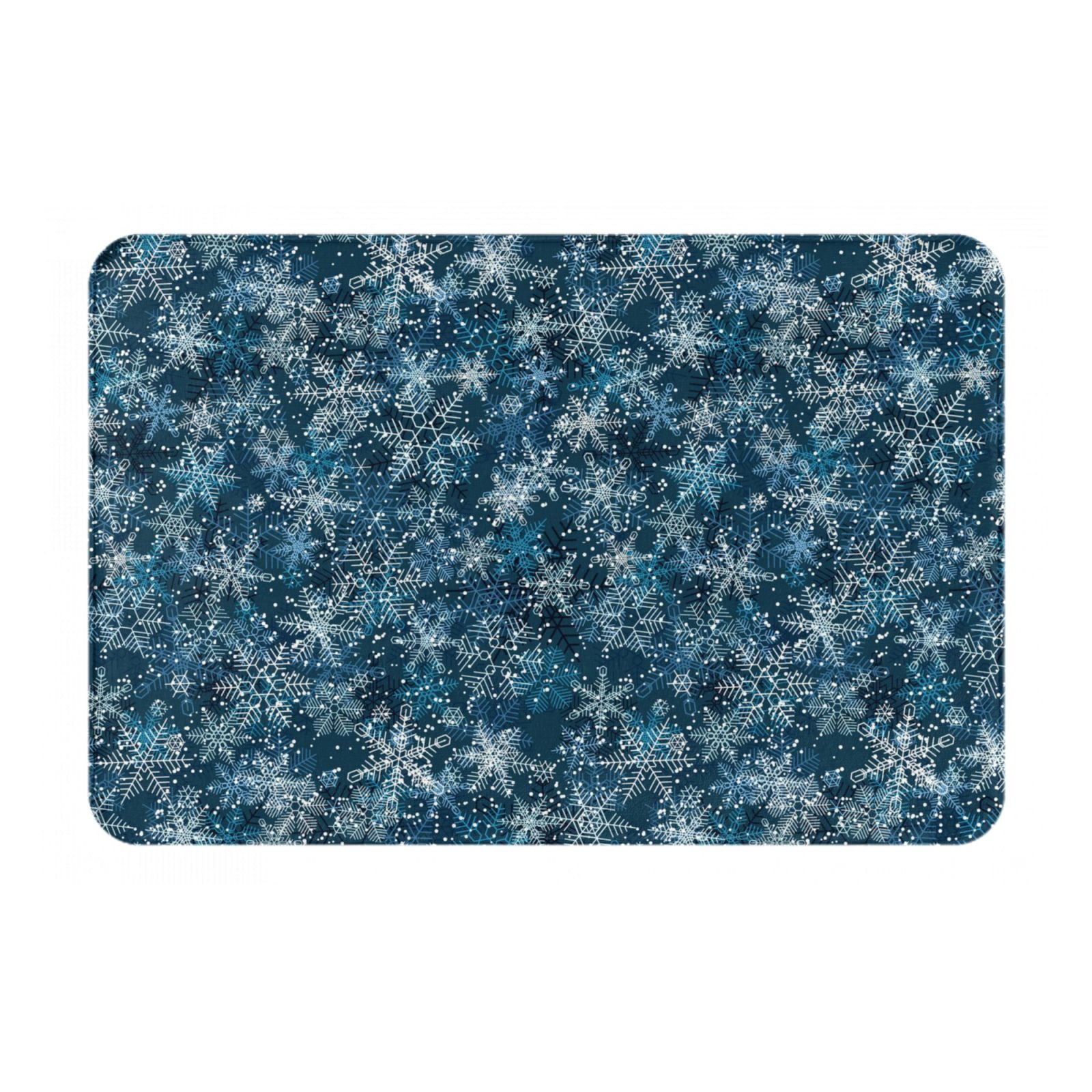 Honeii Blue and White Gradient Snowflake Pattern Door Mat, Welcome Door ...