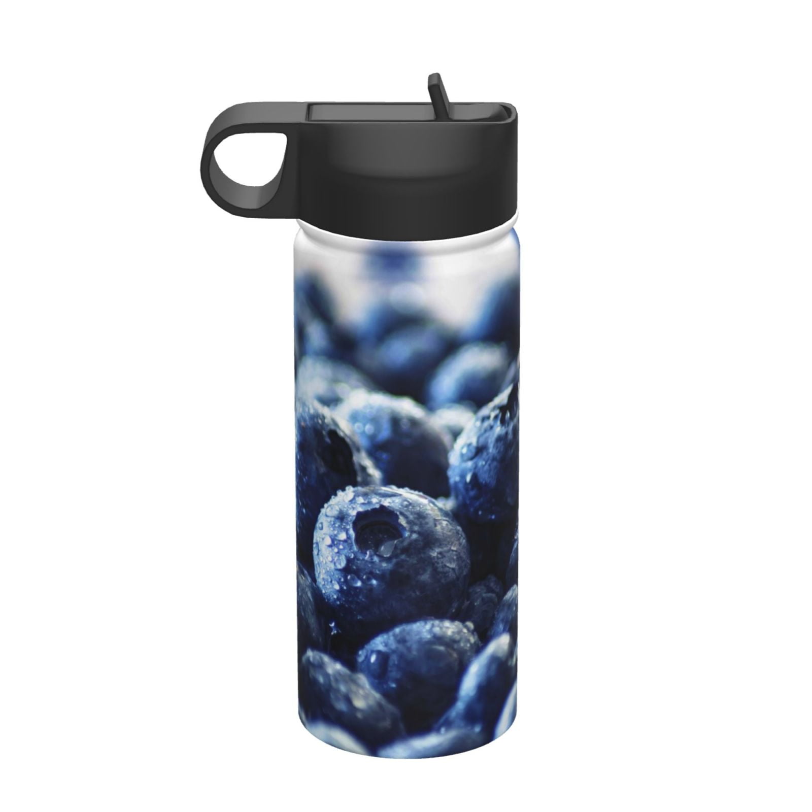 Honeii Blueberry Print 18 oz Insulated Water Bottle with Straw Lid ...