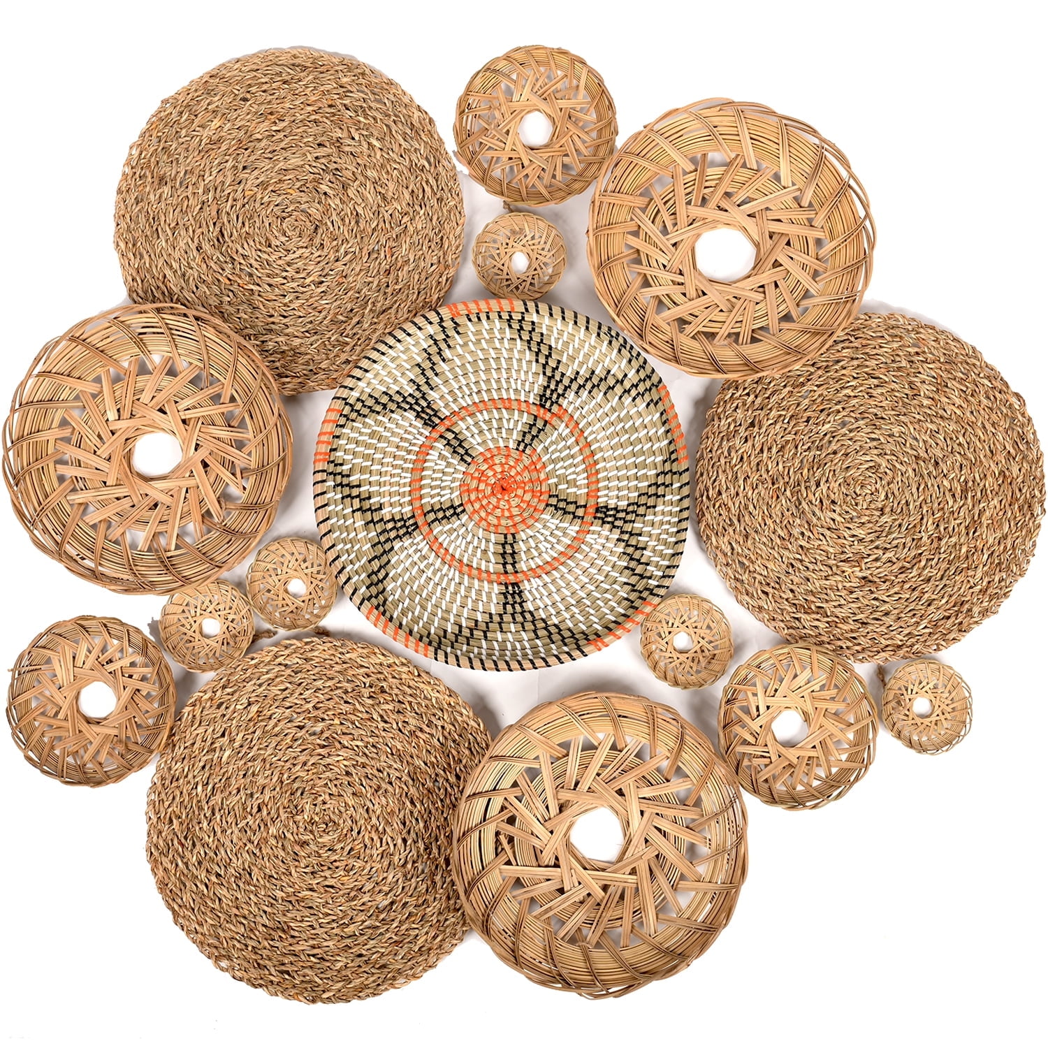 Honeii Bohemian Wall Decor, 15 Bohemian Decoration Baskets, 14 In ...