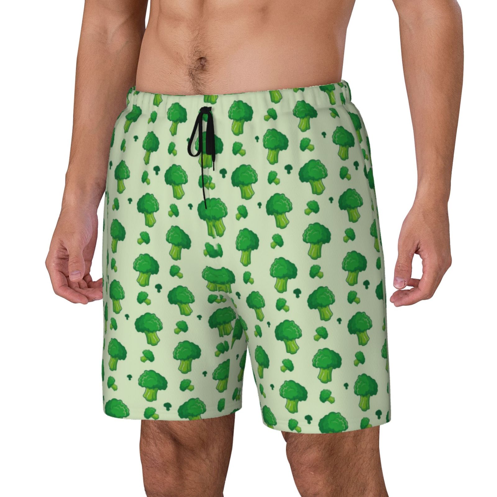 Honeii Broccoli 1 Print Men's Swim Shorts,Mens Swim Trunks,Breathable ...