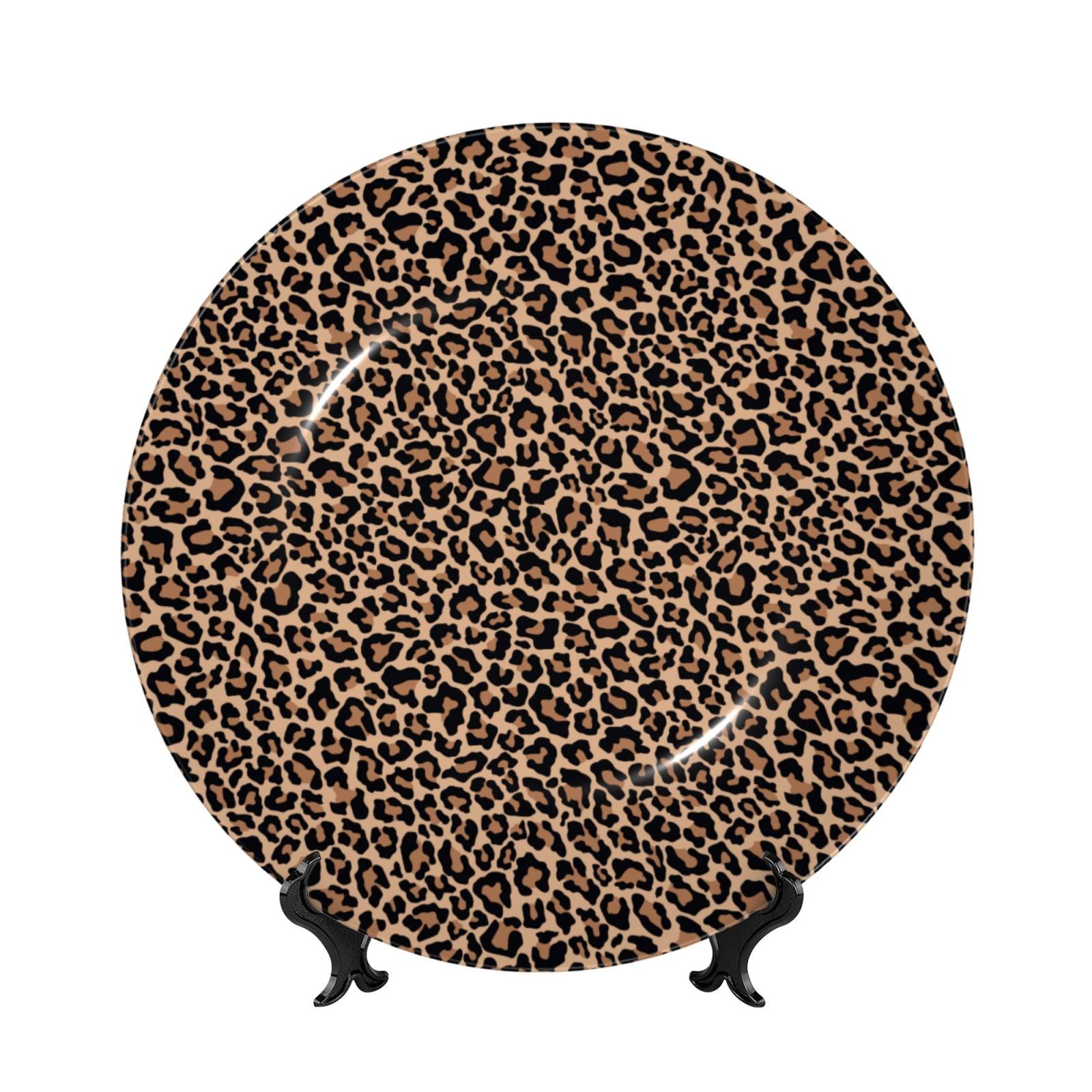 Honeii Brown Leopard Print Elegant Bone China Decorative Plate ...