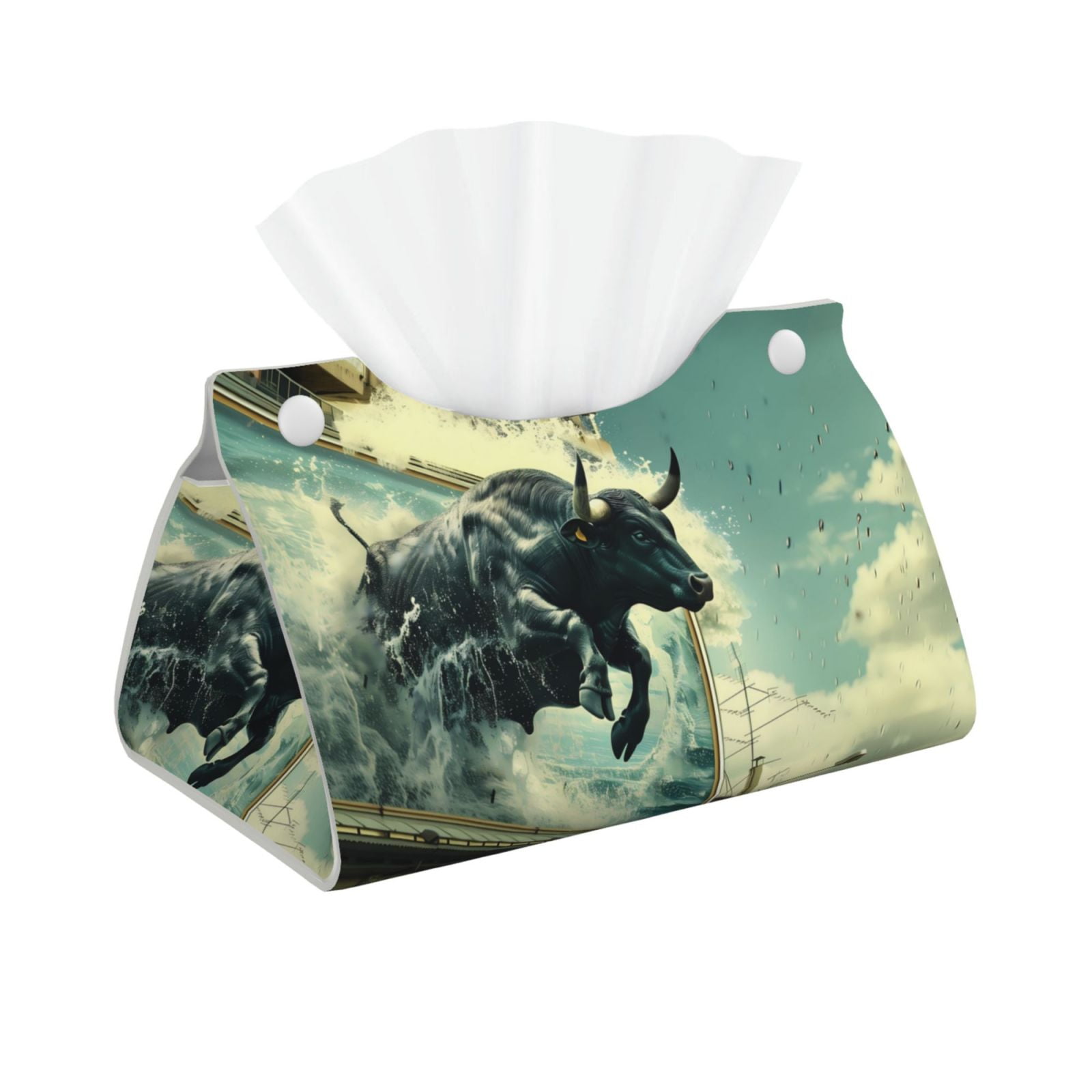 Honeii Bull Charging Through Waves for Tissue Box Cover/Holder - Covers ...