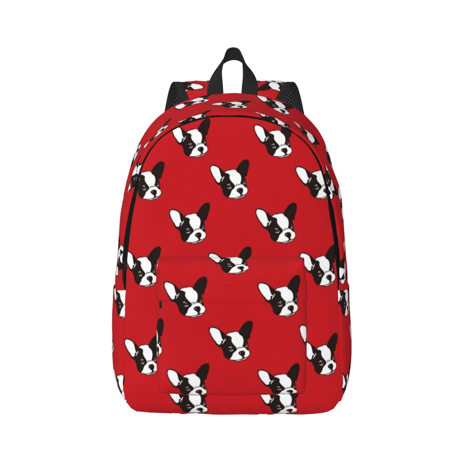 Honeii Bulldog Red Print Canvas College Laptop Backpack, Durable ...