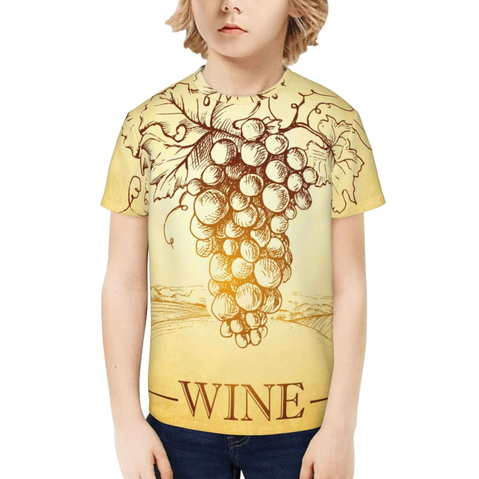 Honeii Bunch of Grapes Print Kids Boy T-Shirt,Breathable Round Neck Tee ...