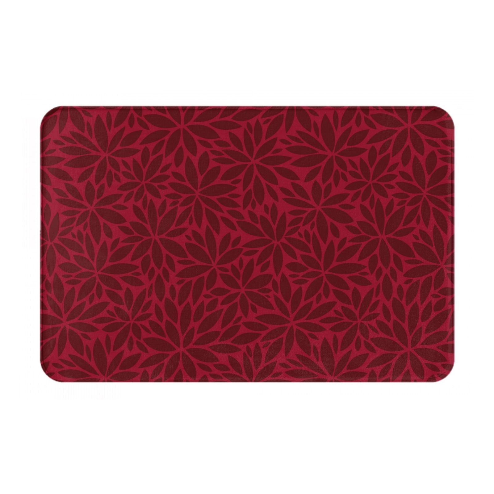 Honeii Burgundy Floral Pattern Door Mat, Welcome Door Mats Outdoor ...