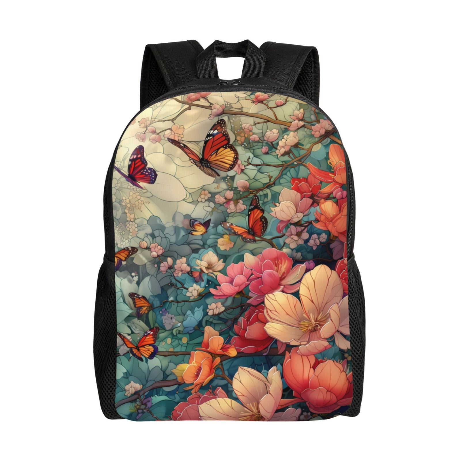 Honeii Butterflies In Blooming Garden Print Laptop Backpack for Work ...