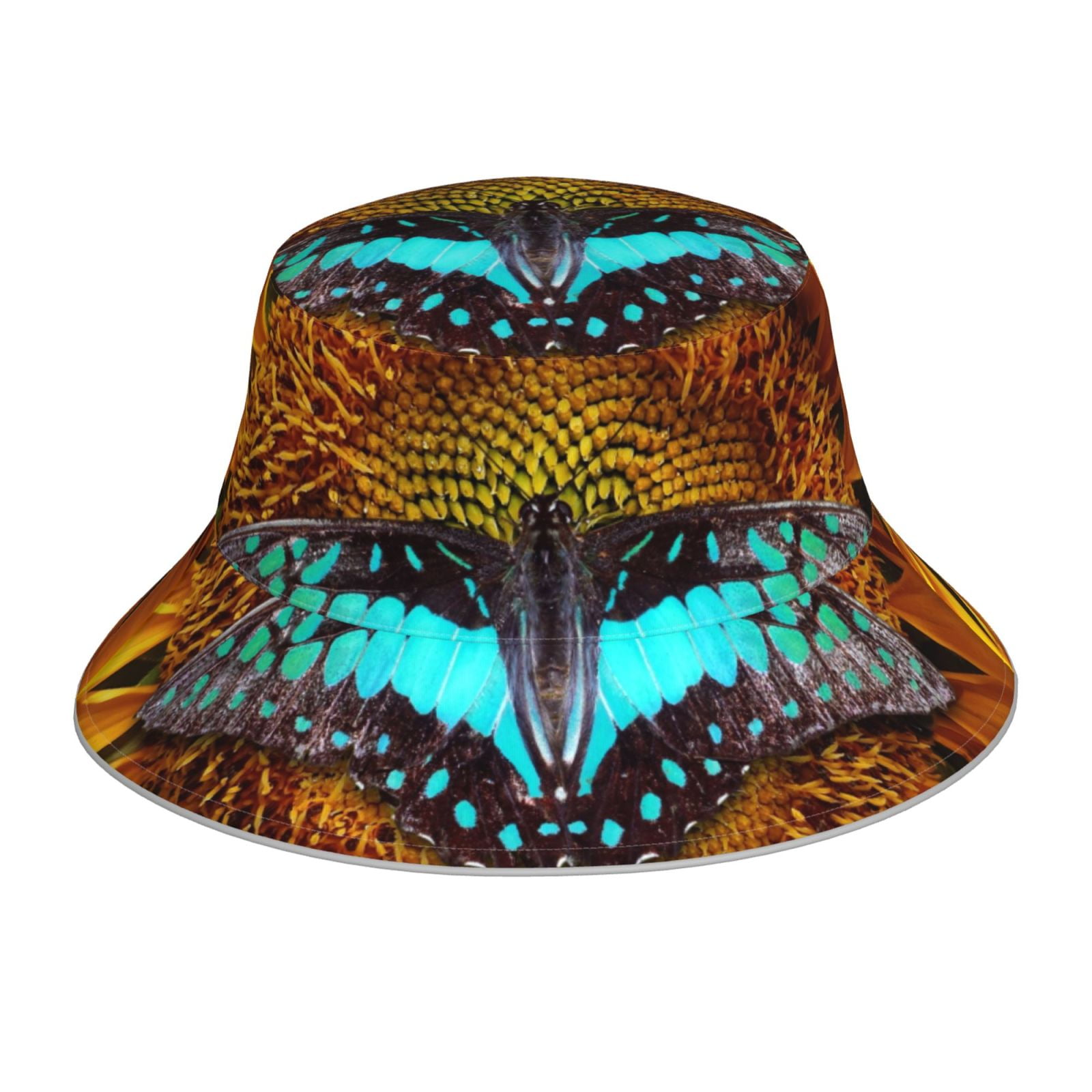 Honeii Butterfly Alighted On Sunflowers for Unisex Bucket Hat ...