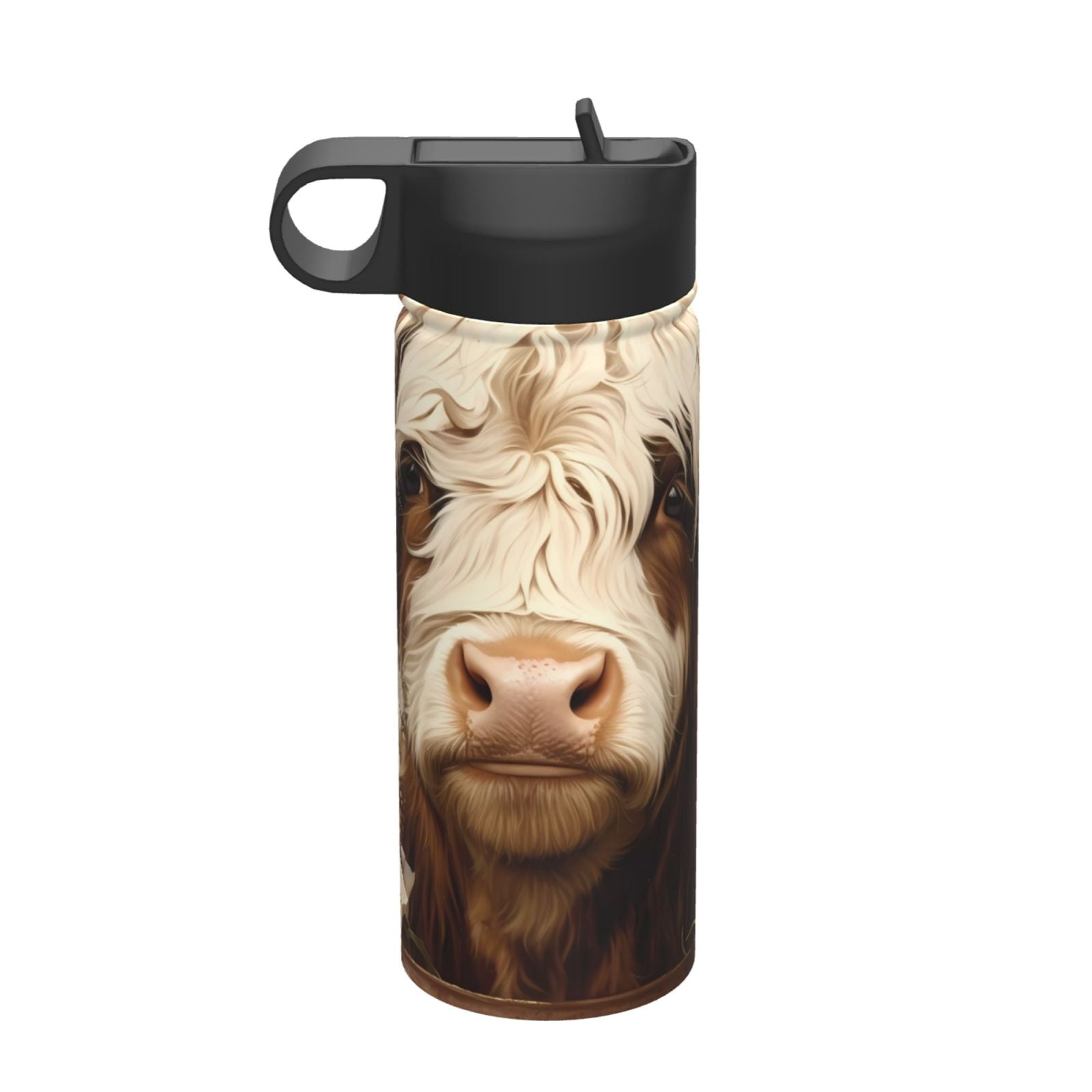 Honeii Butterfly Cow Barrel Print 18 oz Insulated Water Bottle with ...