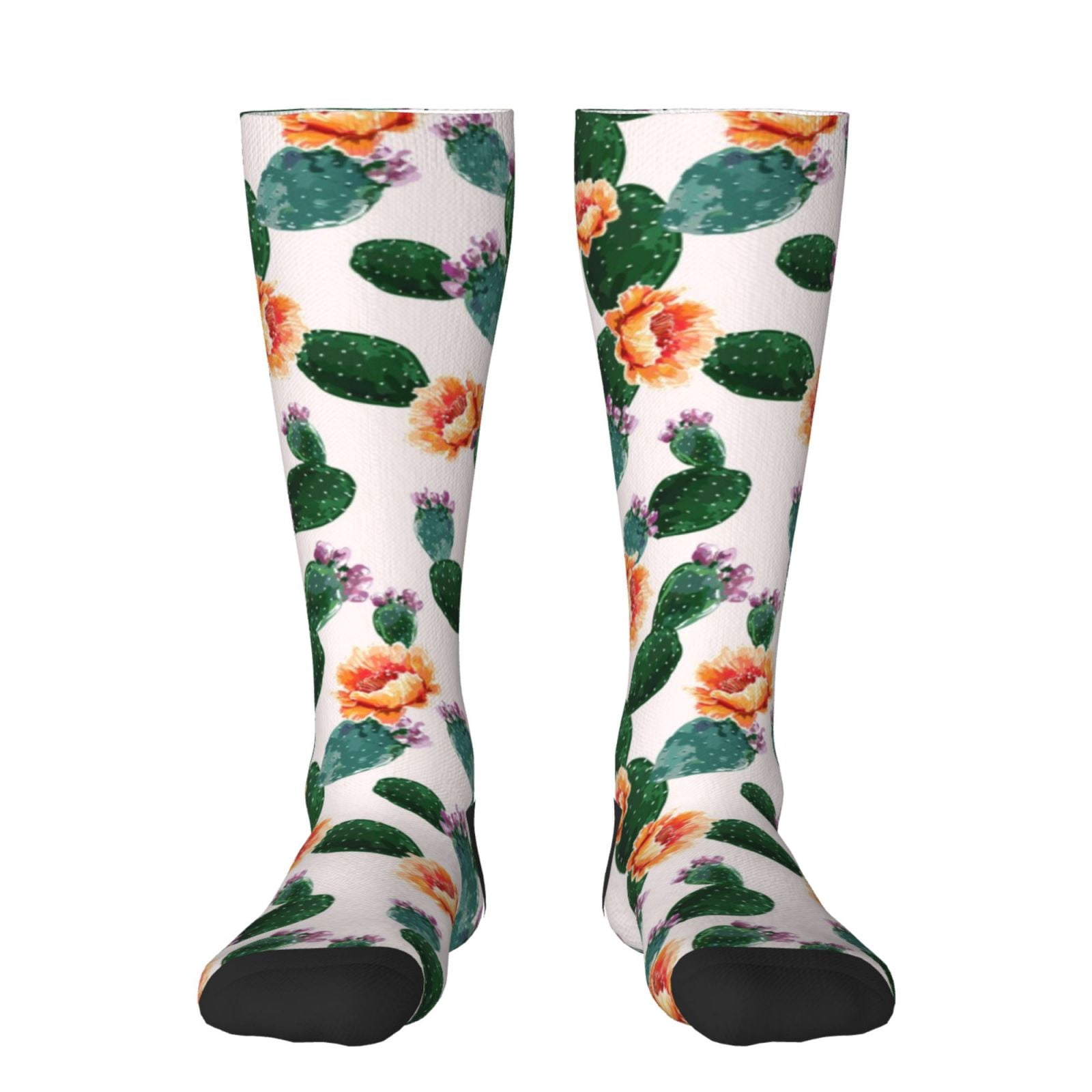 Honeii Cactuses Print Long Socks,Novelty Design Socks Gift for Men and ...