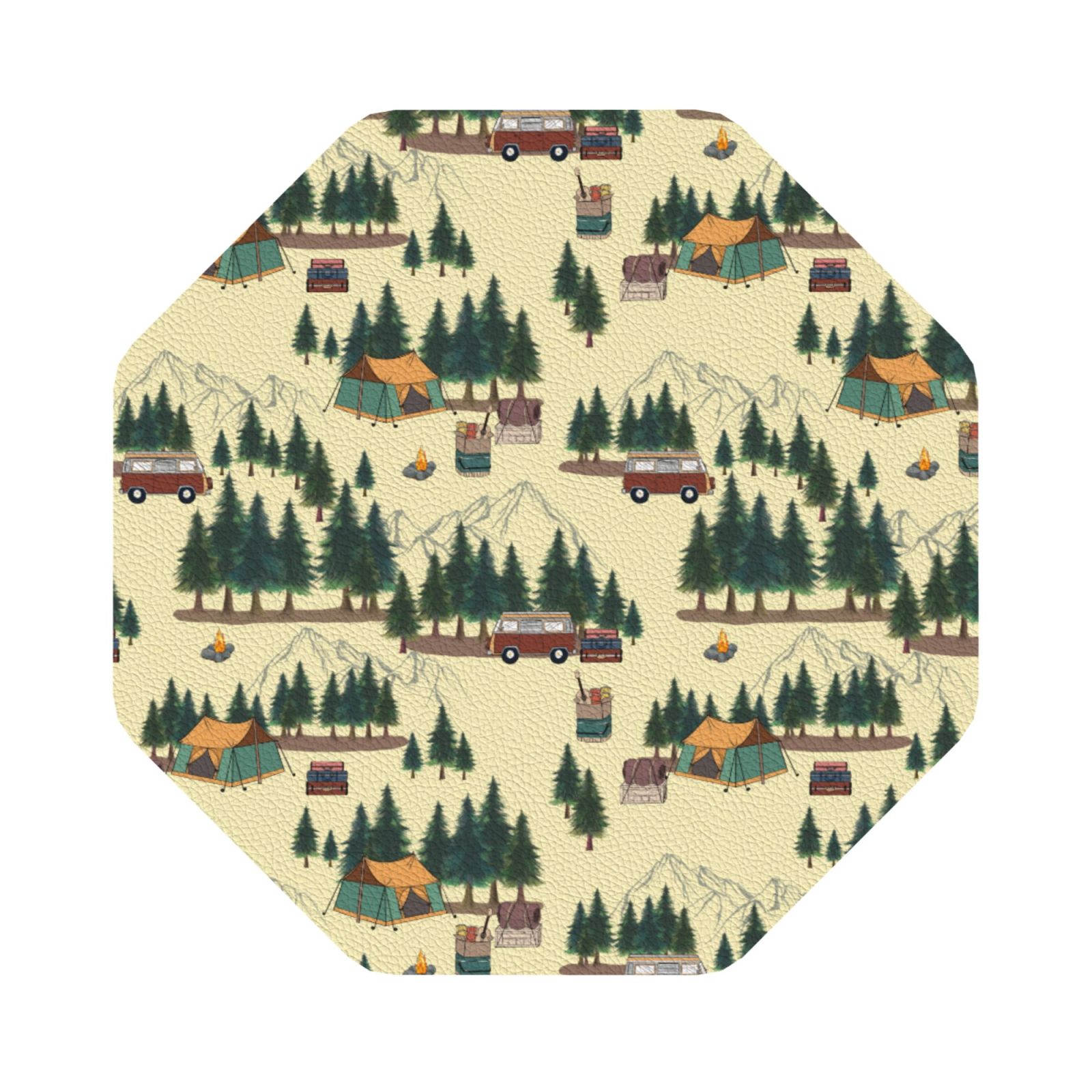 Honeii Camping Caravan 1 Print Leather Coaster Set of 6, Ideal for ...