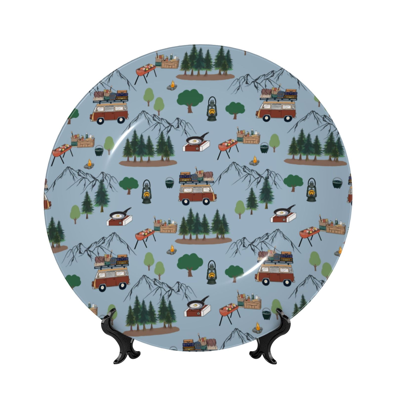 Honeii Camping Caravan Print Elegant Bone China Decorative Plate ...