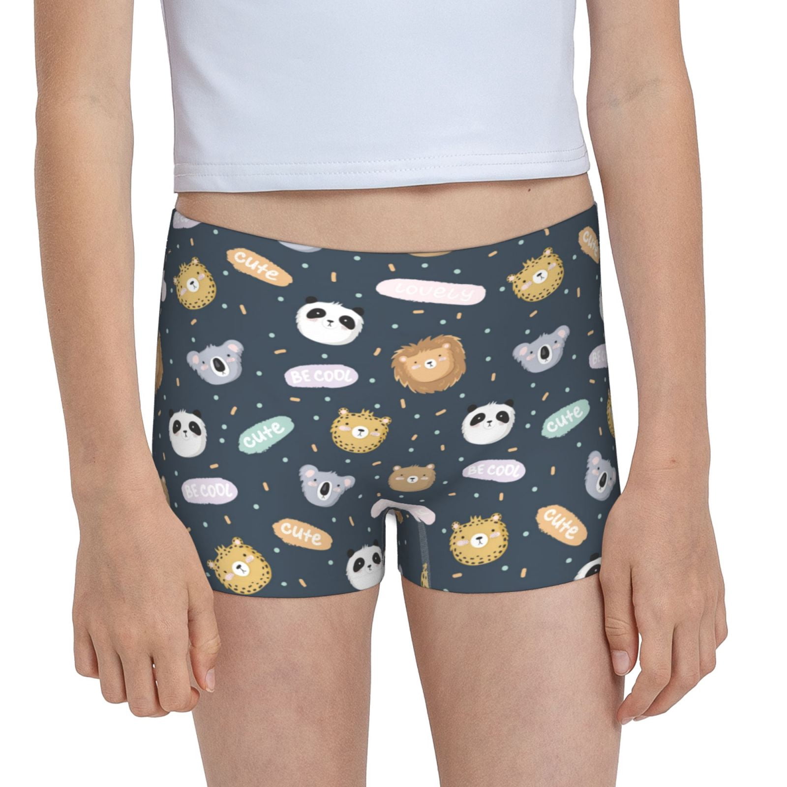 Honeii Cartoon Animals Print 100% Cotton Boxer Briefs, Girls' Panties ...