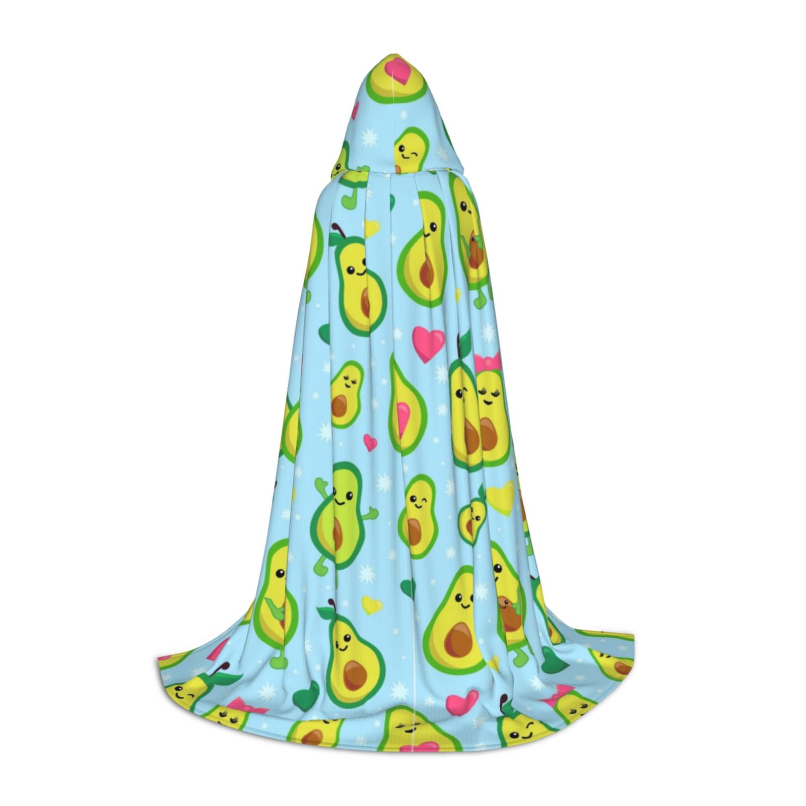 Honeii Cartoon Avocado Print Poncho Cape, Cloak Coat, Snuggly Hooded ...