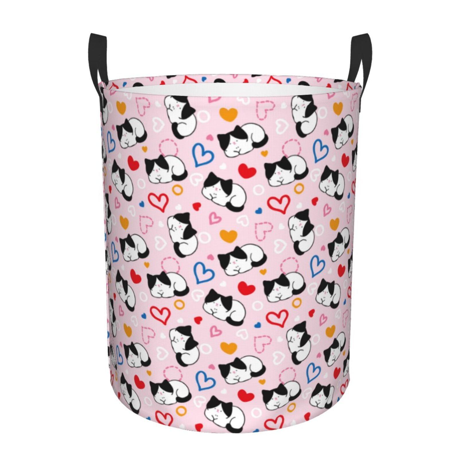 Honeii Cartoon Cat And Heart Print Laundry Hamper Basket,Baby Nursery ...