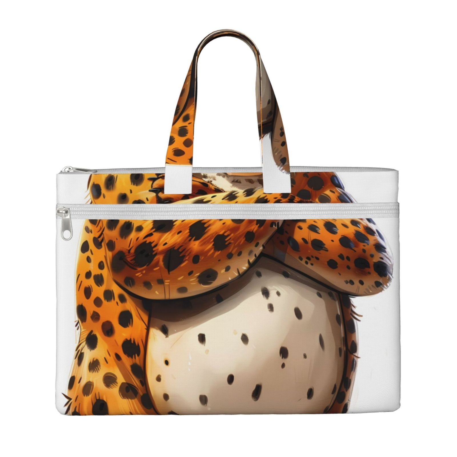 Honeii Cartoon Cheetah With Attitude Print Canvas Tote Bag with ...