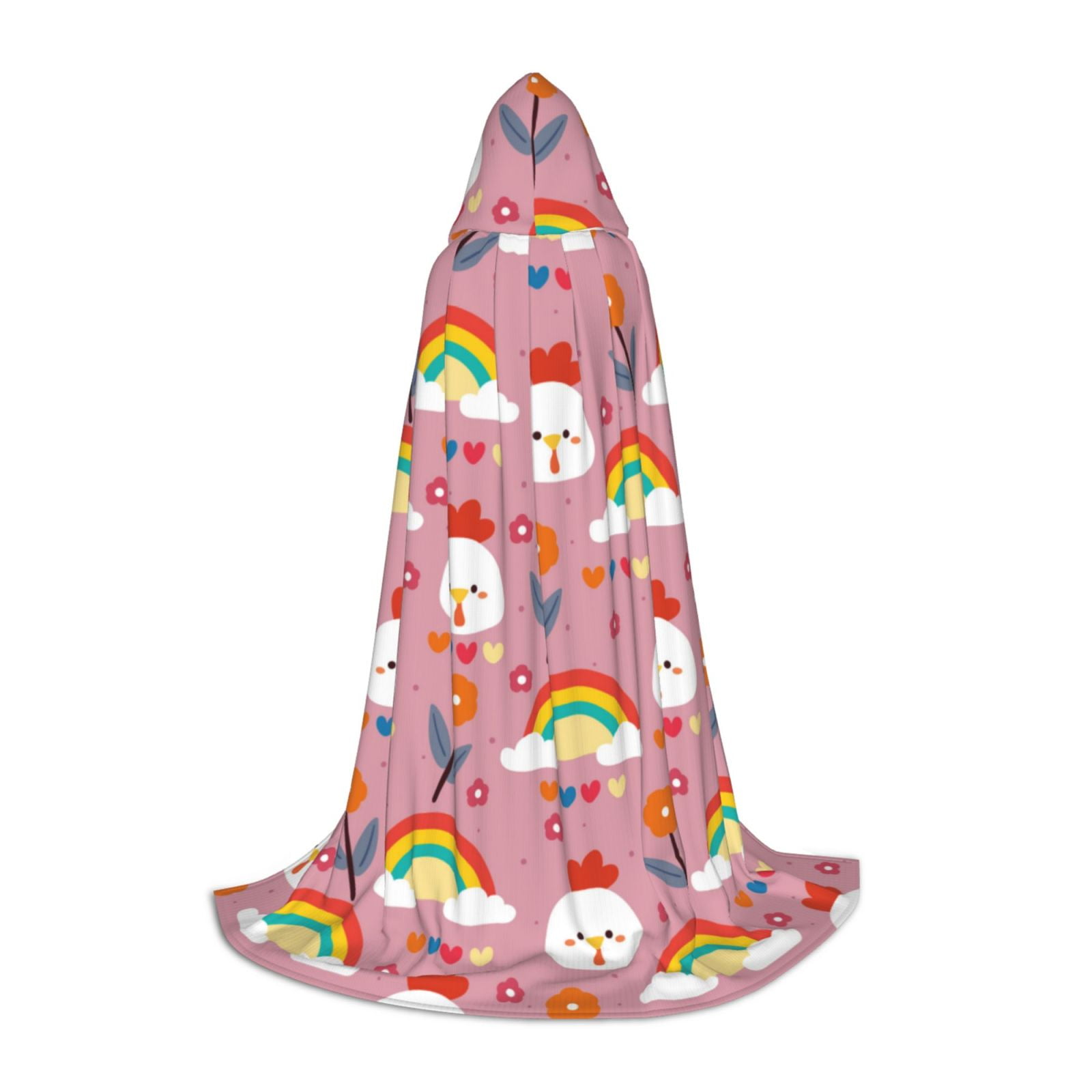 Honeii Cartoon Chicken Print Poncho Cape, Cloak Coat, Snuggly Hooded ...
