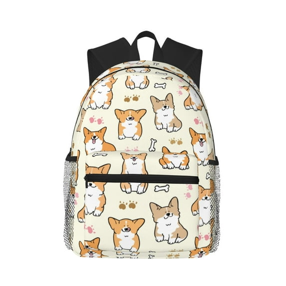 Honeii Cartoon Corgi Print School Backpack,Casual Lightweight Travel Rucksack Daypack,Backpacks ...
