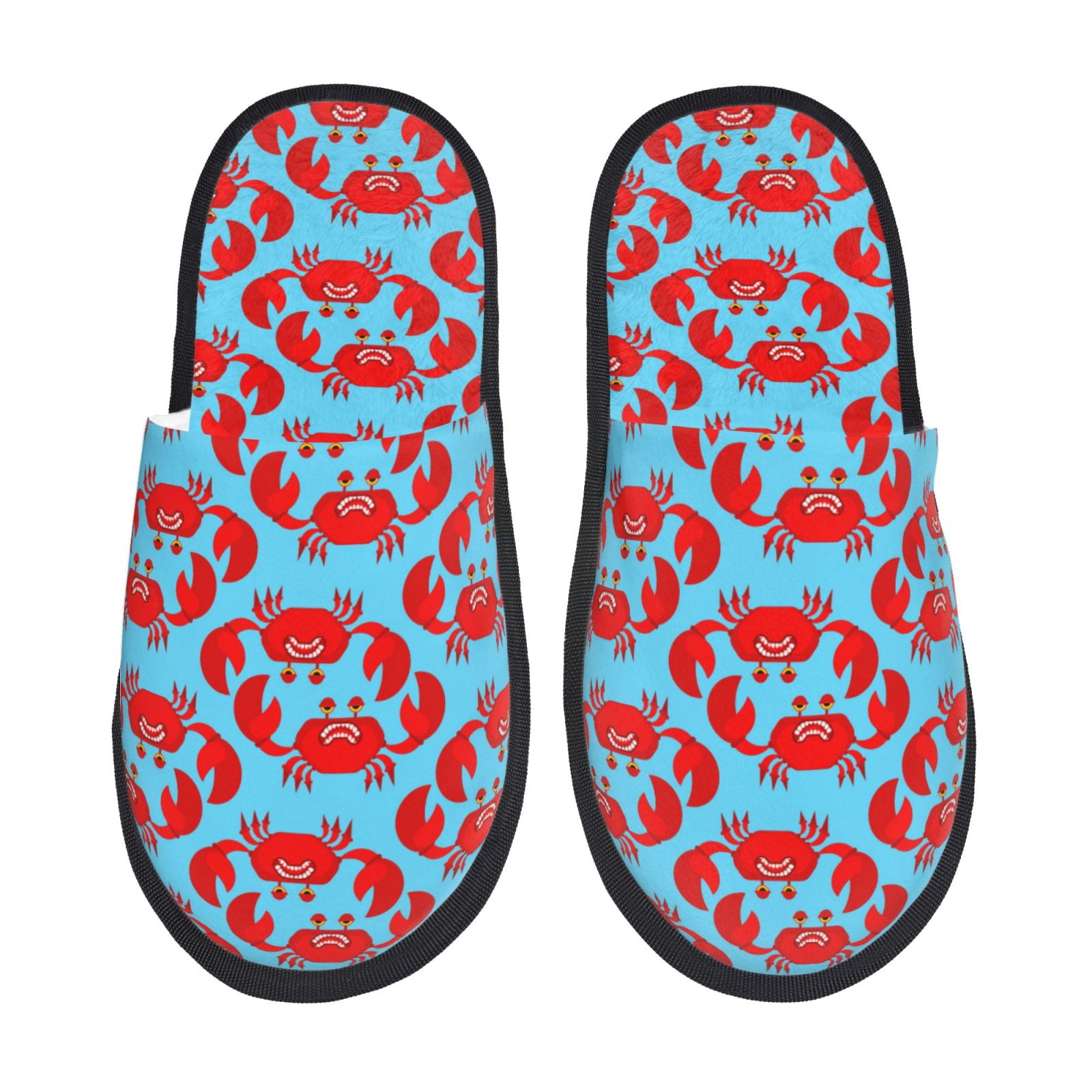 Honeii Cartoon Crabs Print Furry Slippers Bedroom Slippers for Women ...