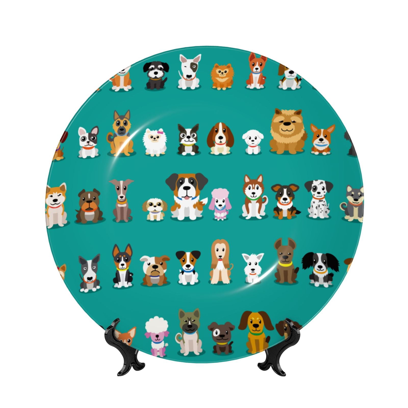 Honeii Cartoon Dogs Print Elegant Bone China Decorative Plate ...