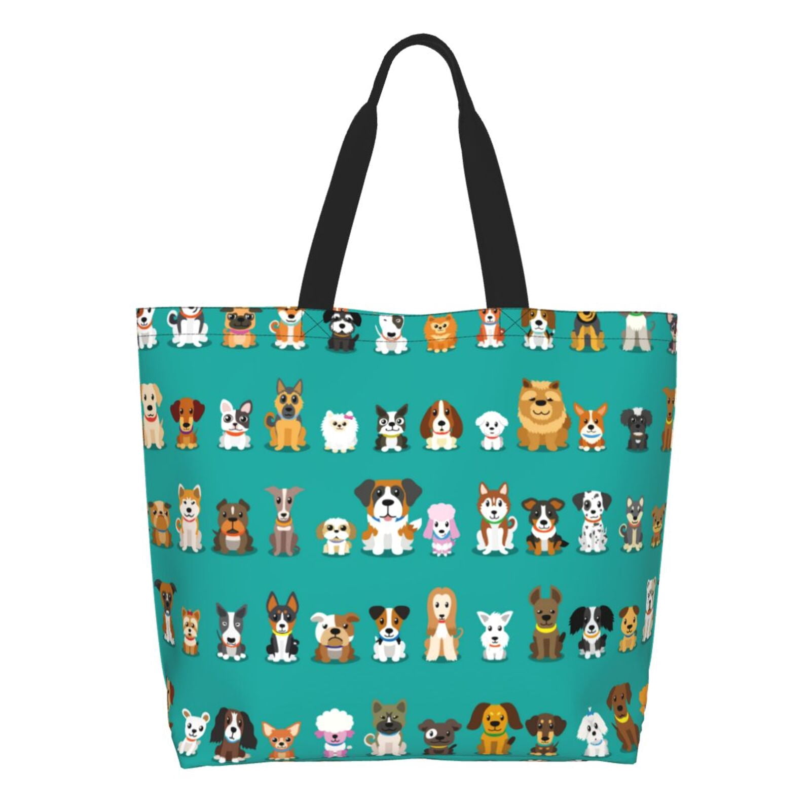 Honeii Cartoon Dogs Print Tote Bag for Women, Foldable Tote Bag Large ...