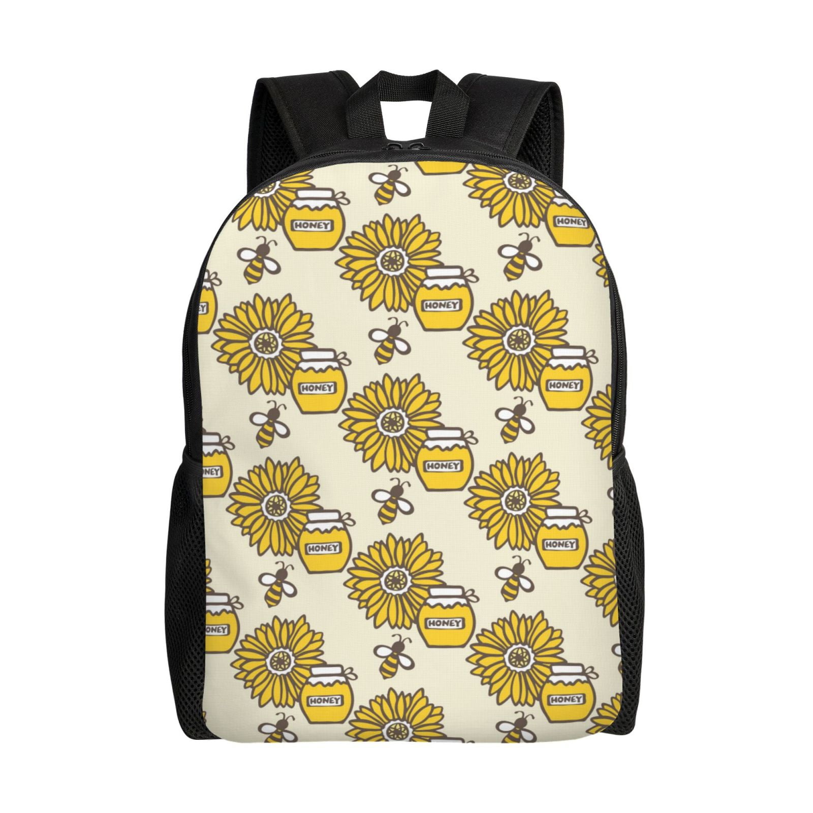Honeii Cartoon Honey Pot Bee Sunflower Print Laptop Backpack for Work ...