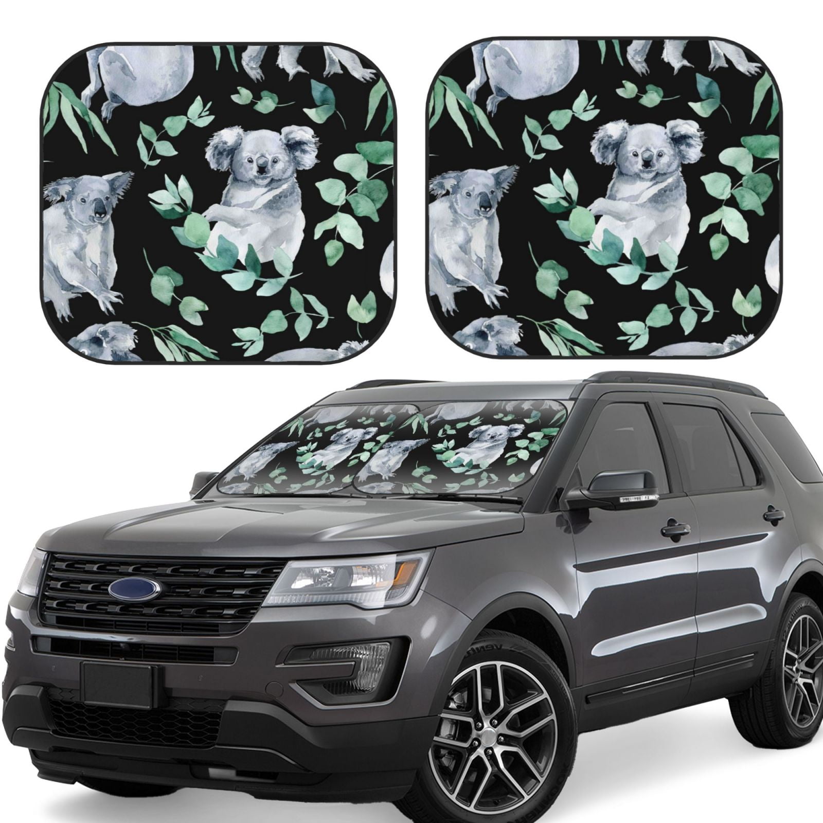 Honeii Cartoon Koala Bear Print Foldable Car Sun Shade for Windshield ...