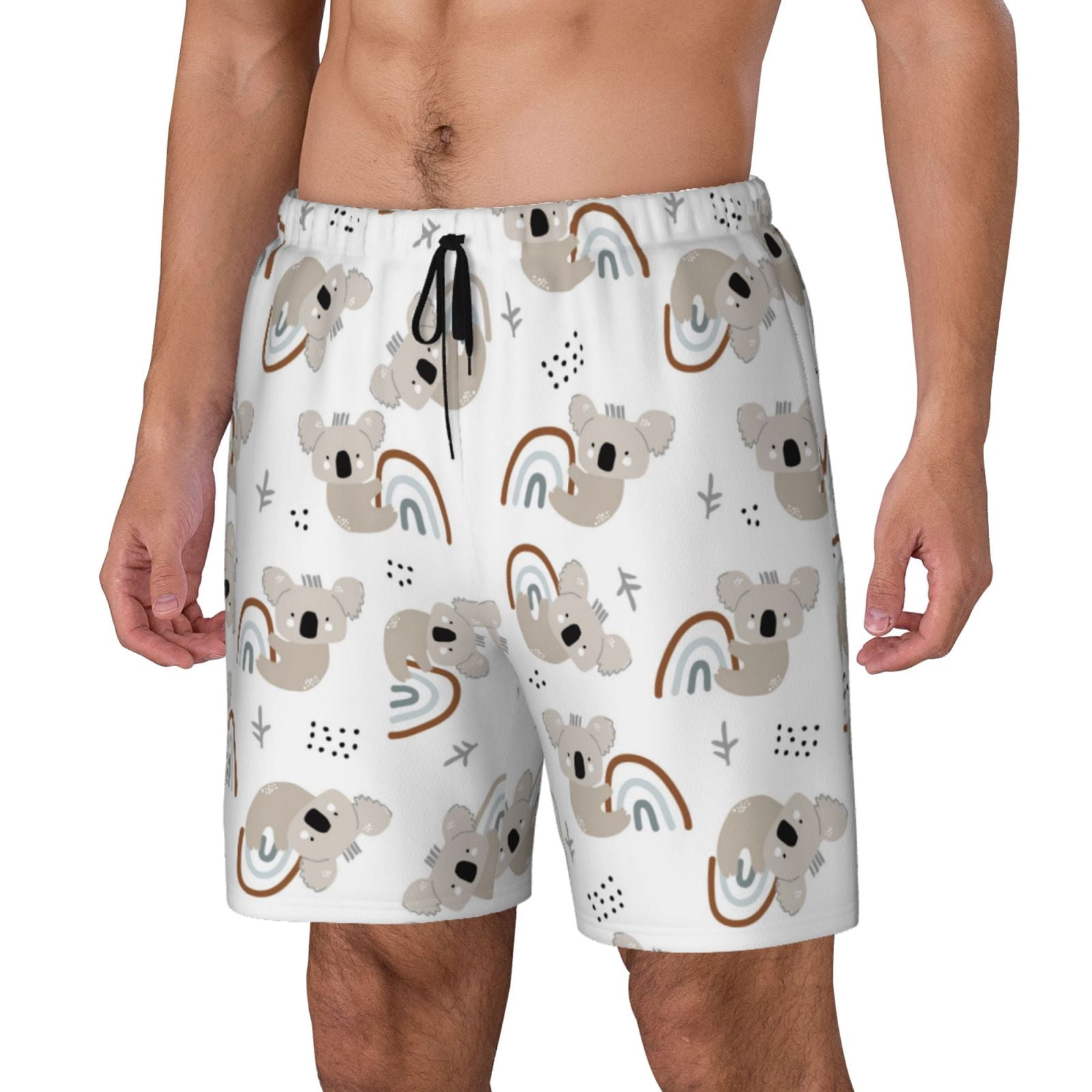 Honeii Cartoon Koala Print Men's Swim Shorts,Mens Swim Trunks ...