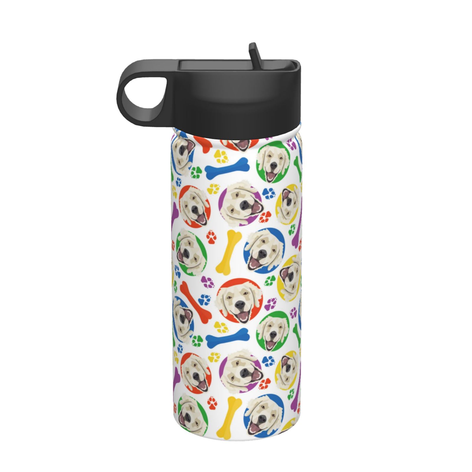 Honeii Cartoon Labrador Retriever Print 18 oz Insulated Water Bottle ...