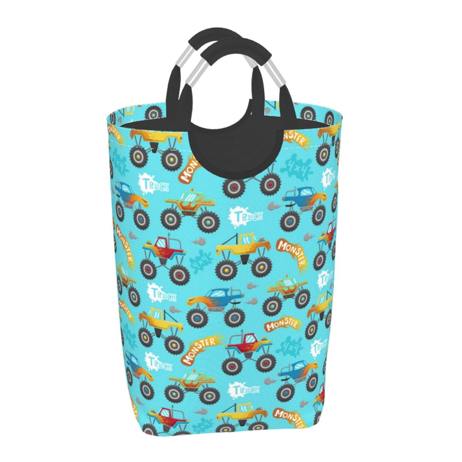 Honeii Cartoon Monster Truck Print Laundry Hamper Collapsible Laundry ...