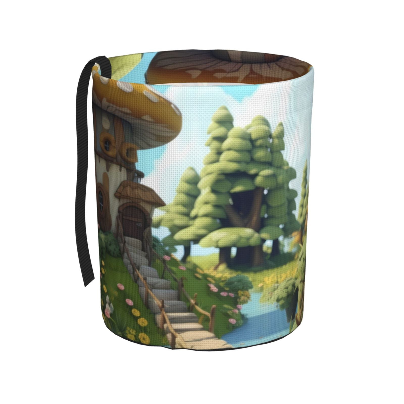 Honeii Cartoon Mushroom House Print Waterproof Car Trash Can,Waterproof ...