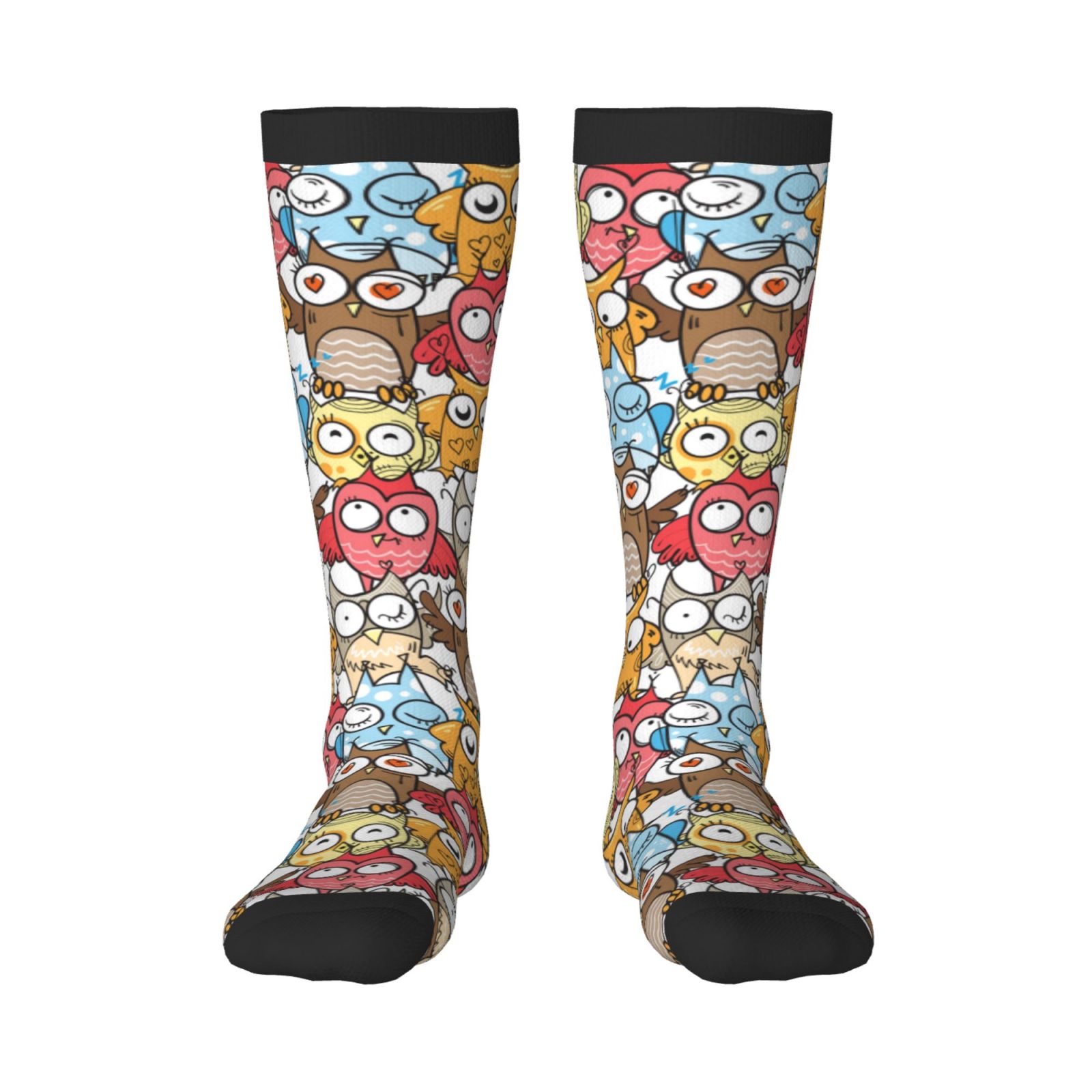 Honeii Cartoon Owls 1 Print Long Socks,Novelty Design Socks Gift for ...