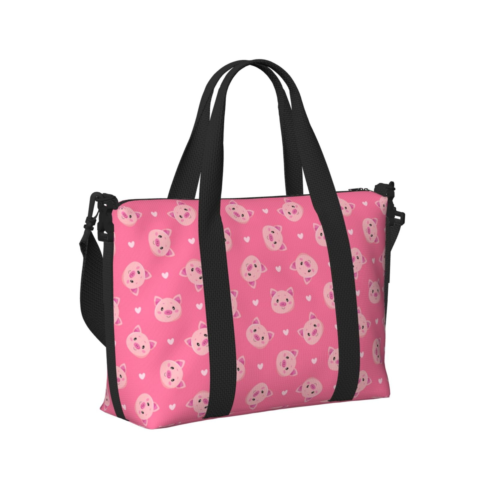 Honeii Cartoon Pigs and Hearts Print Hand Travel Bag,Travel Duffle Bag ...