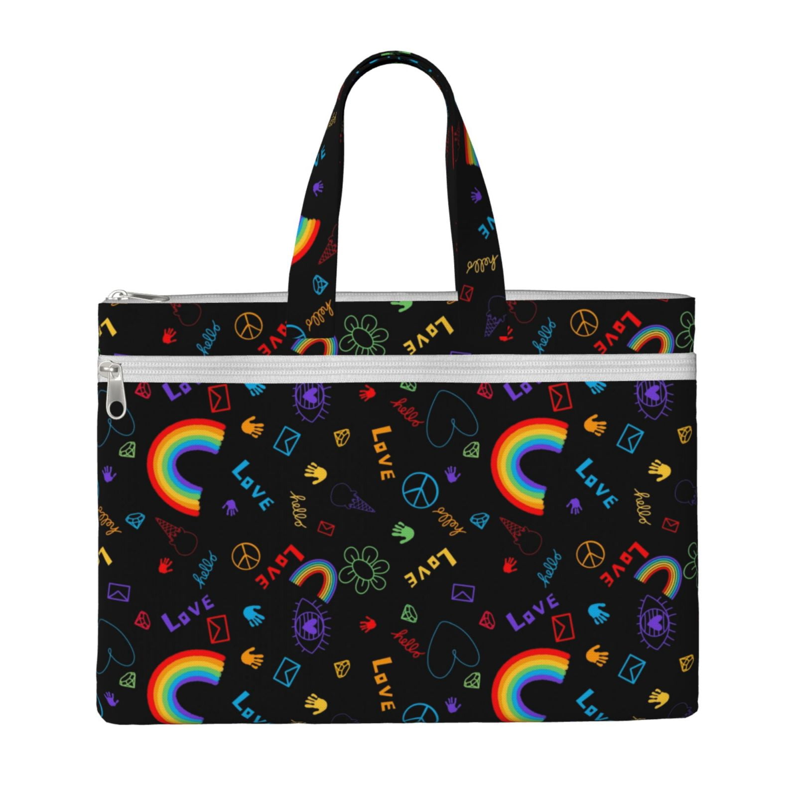 Honeii Cartoon Pride Lgbt Print Canvas Tote Bag with Compartments ...