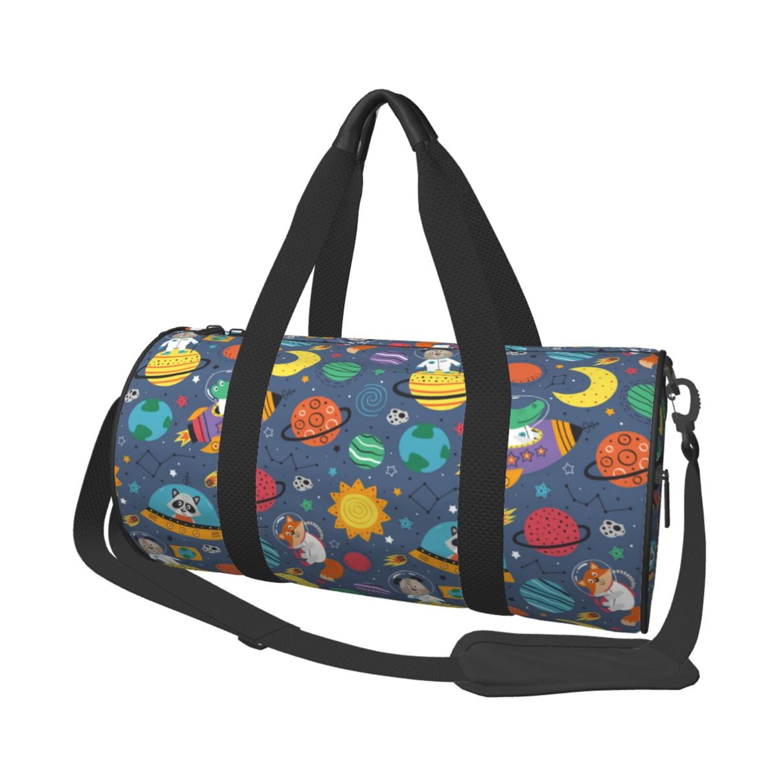 Honeii Cartoon Space Print Duffle Bag and Adjustable Strap,Foldable ...