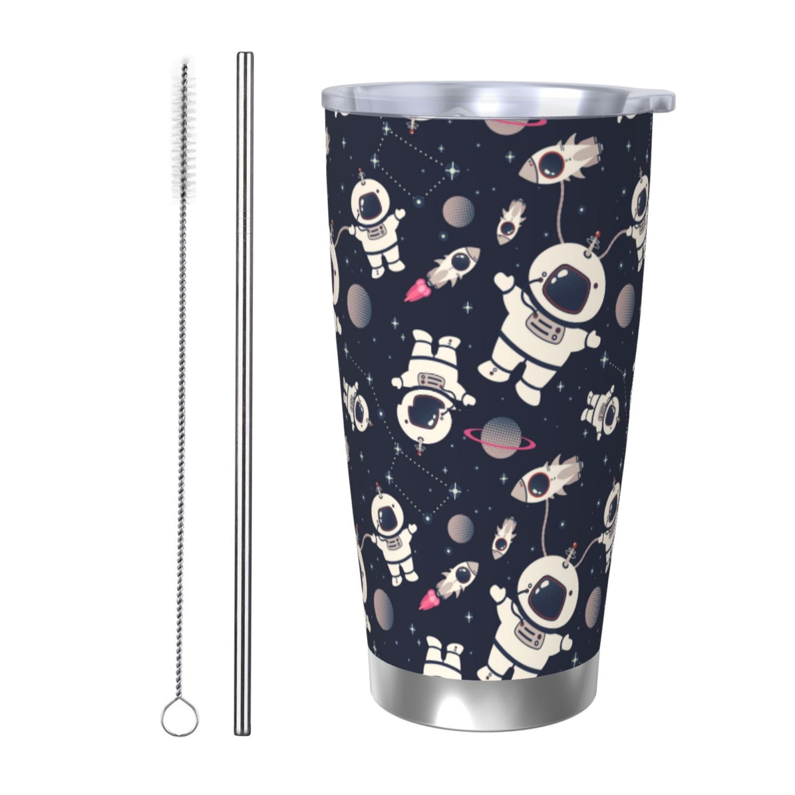 Honeii Cartoon Spaceship Print 20OZ Car Cup, Insulated Stainless Steel Travel Mug with Lid and ...