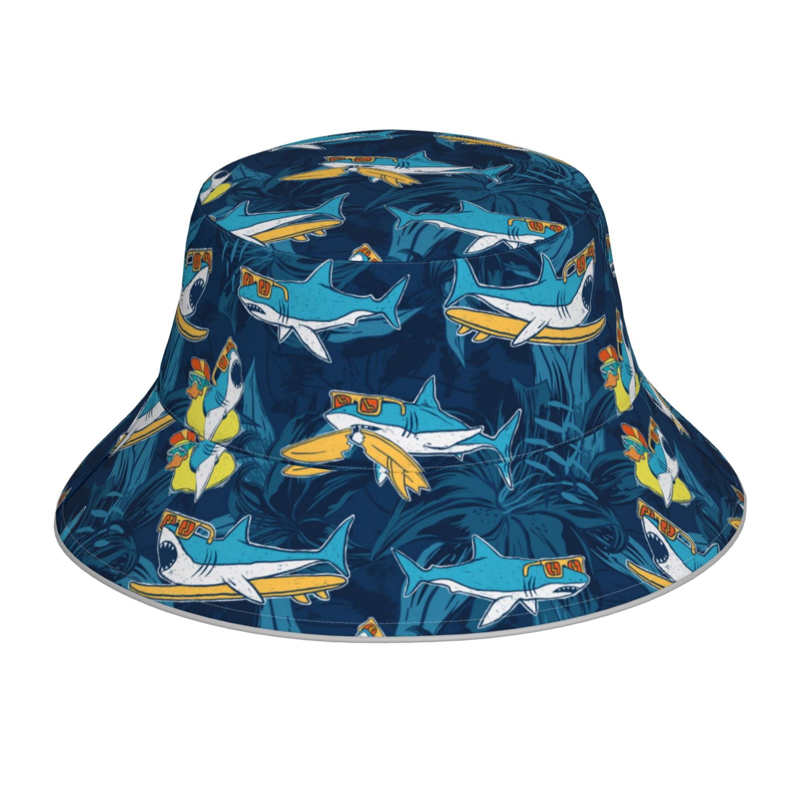 Honeii Cartoon Surfer Sharks for Unisex Bucket Hat Waterproof Rain Hat ...