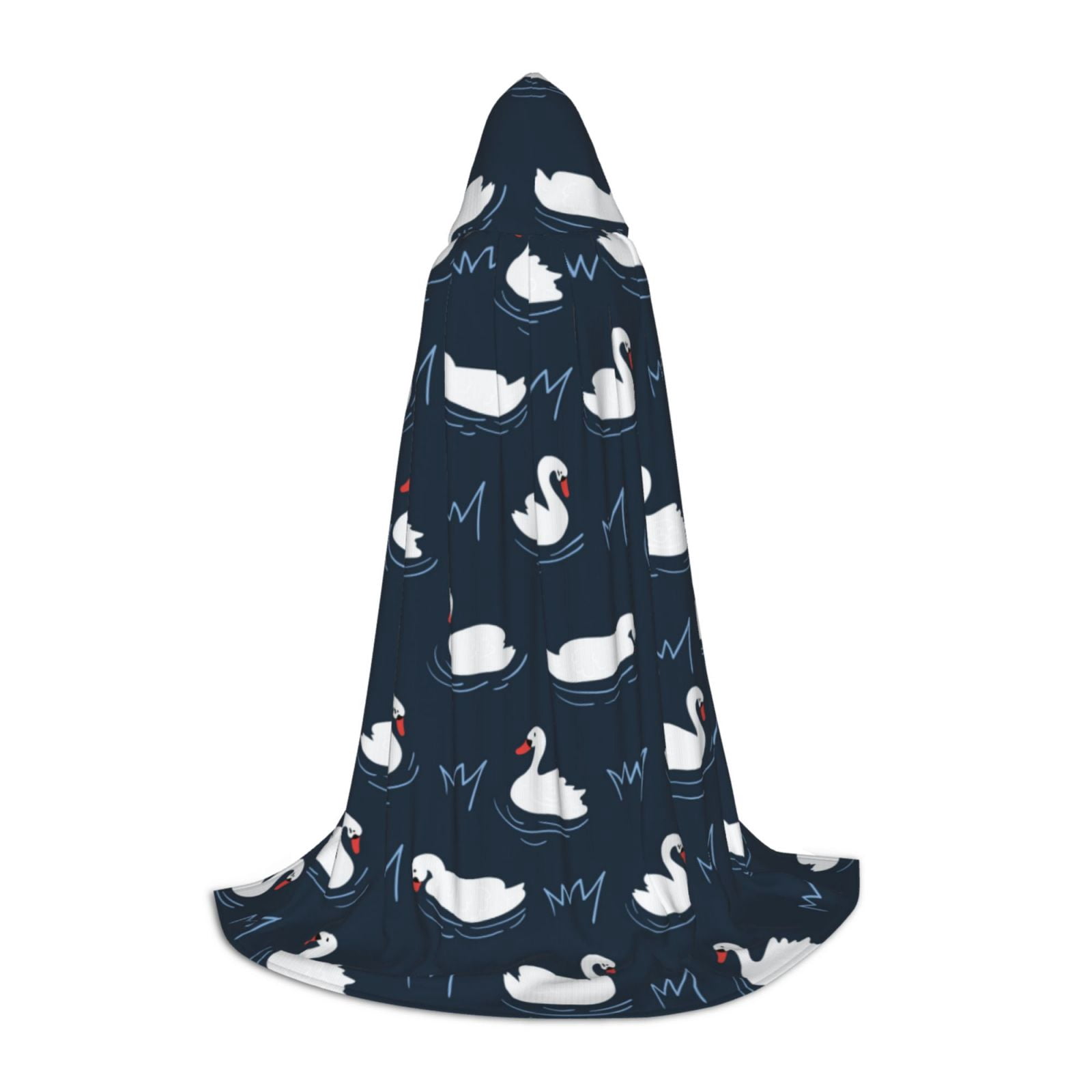 Honeii Cartoon Swan Print Poncho Cape, Cloak Coat, Snuggly Hooded ...