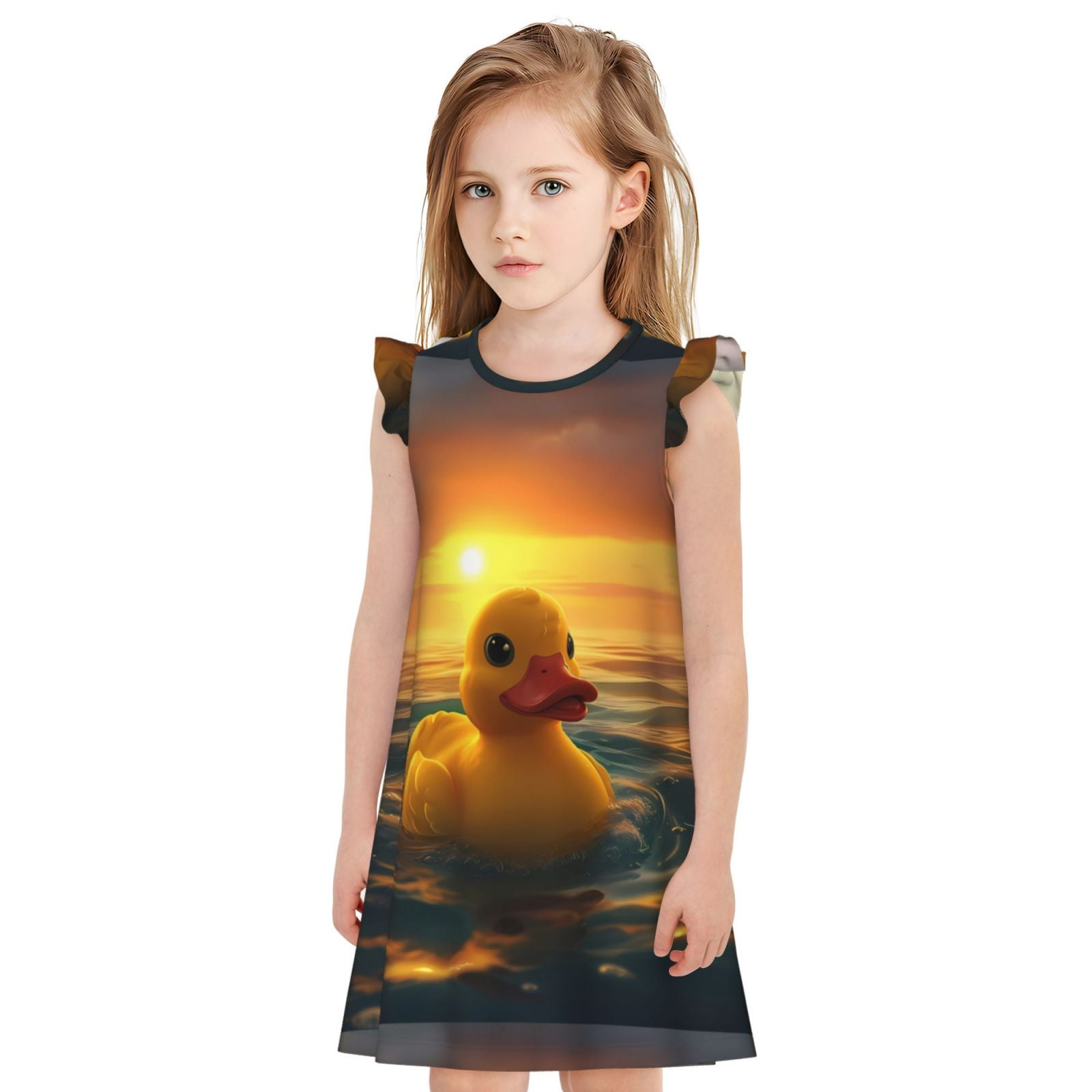 Honeii Cartoon Swimming Yellow Duck Nightgowns Pajama Dresses ...