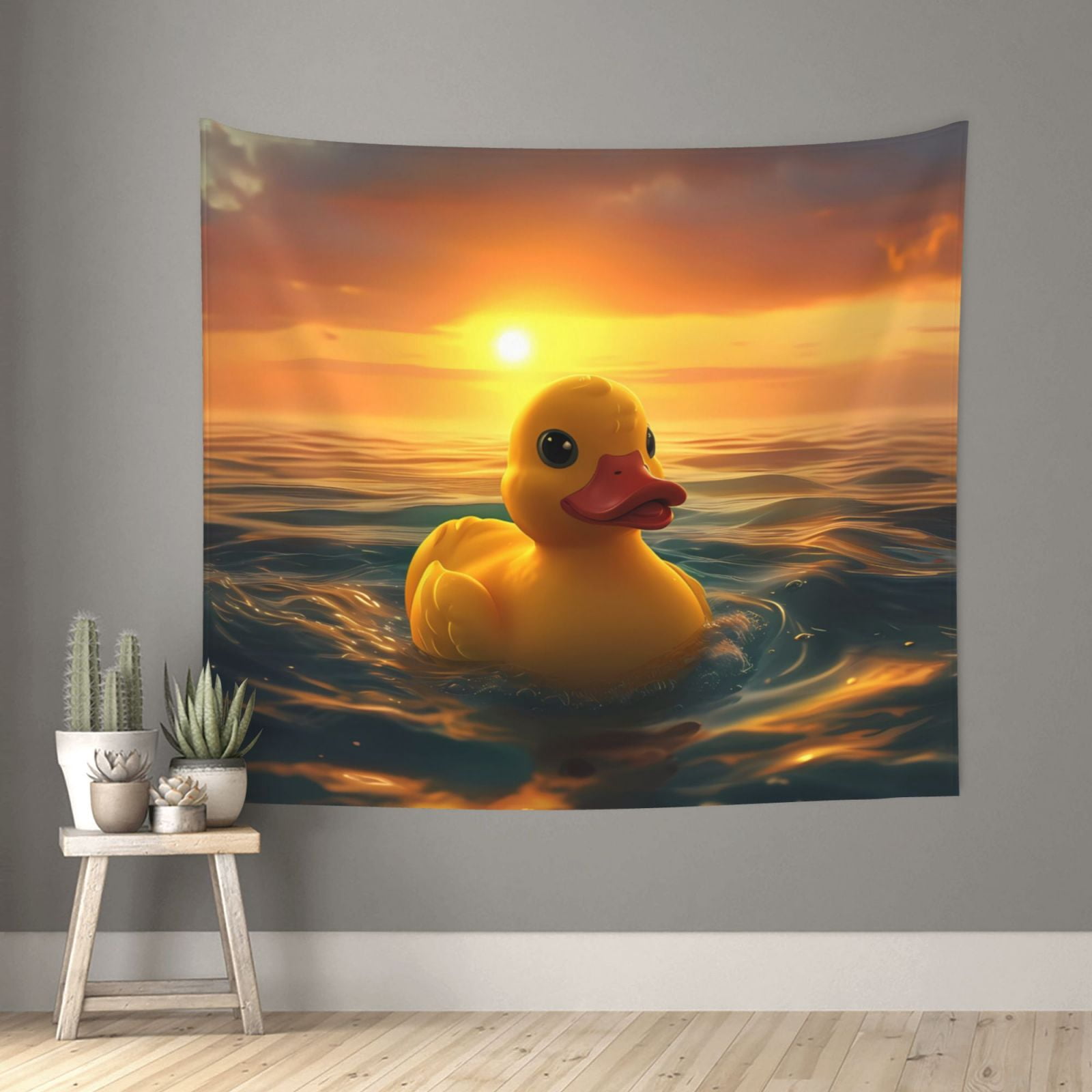 Honeii Cartoon Swimming Yellow Duck print Tapestry for Bedroom ...