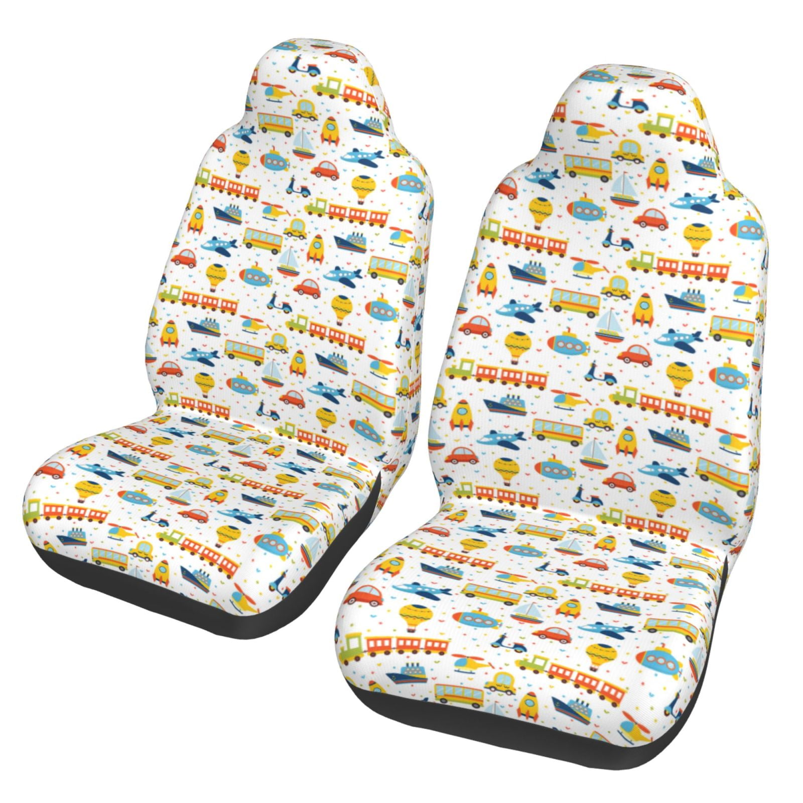 Honeii Cartoon Transport Print Car Seat Covers 2 Pieces, Full Set ...