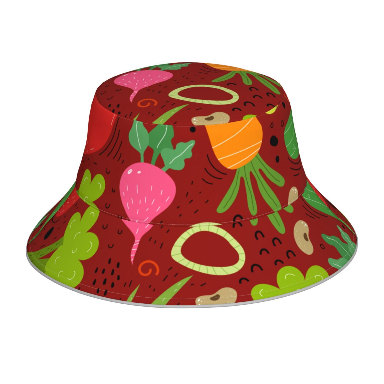 Honeii Cartoon Vegetables for Unisex Bucket Hat Waterproof Rain Hat ...