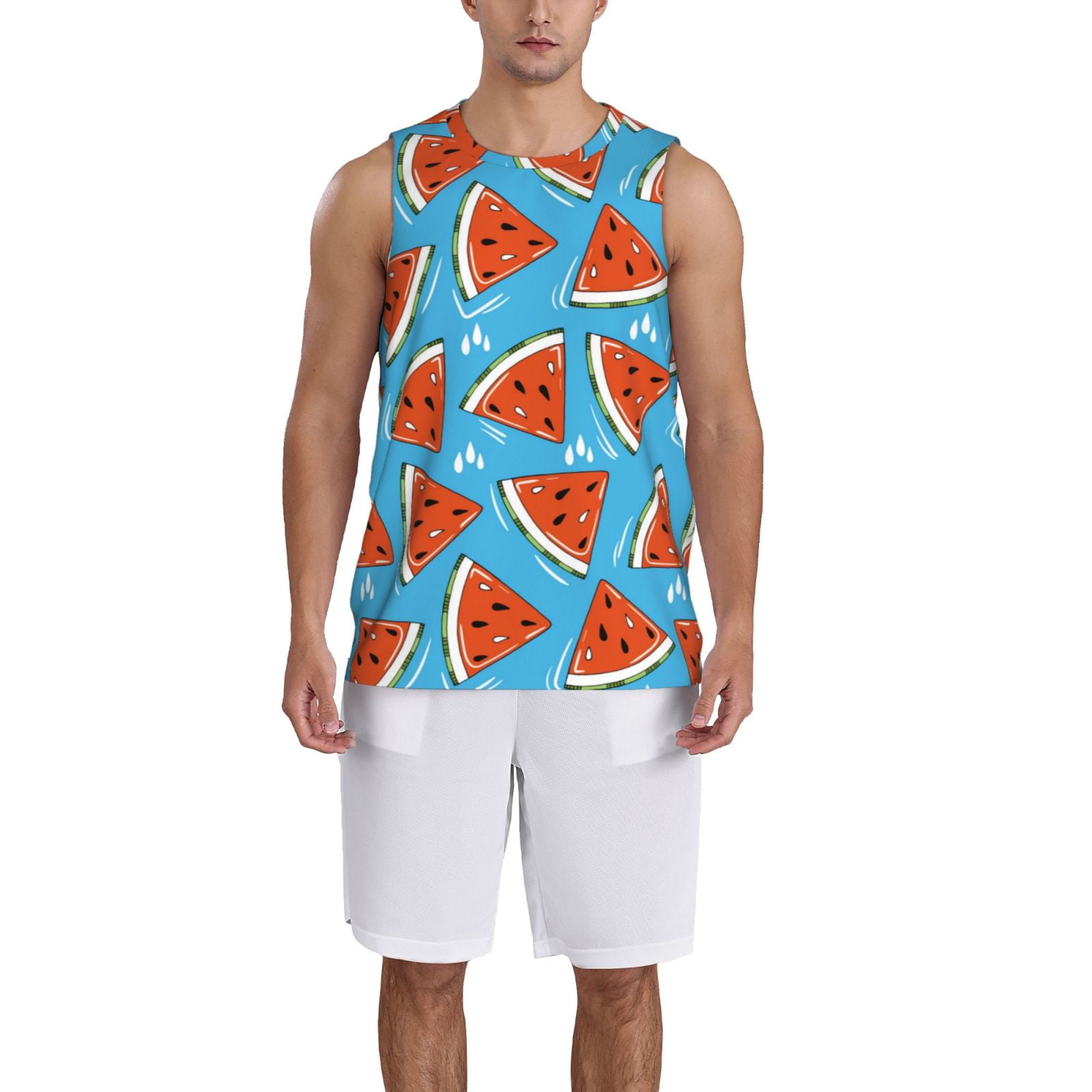 Honeii Cartoon Watermelon print basktball shirt for men and women ...