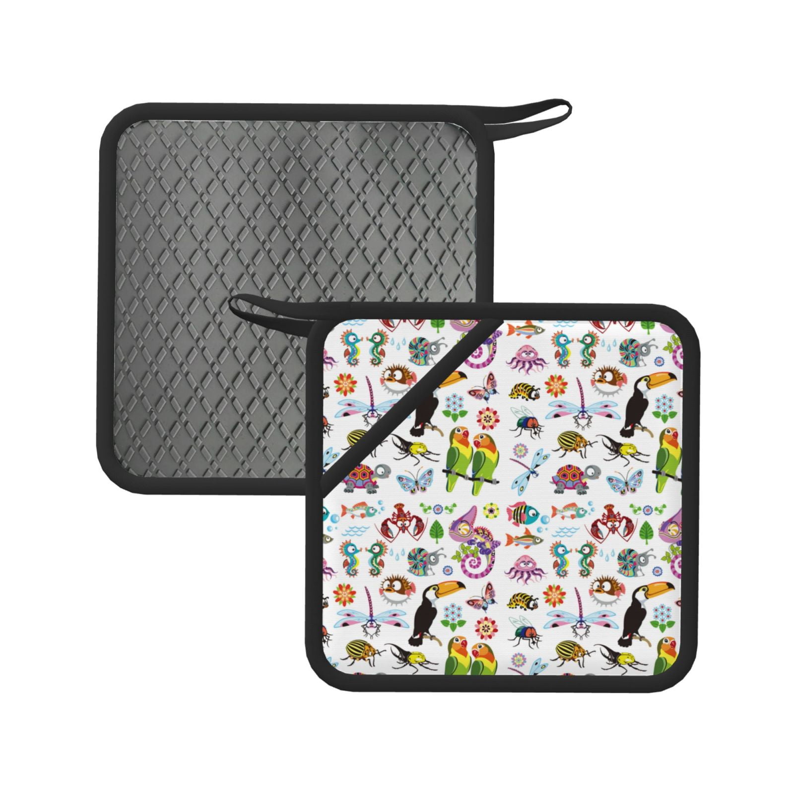 Honeii Cartoon Wild Animals for Silicone Trivets for Hot Pots and Pans ...